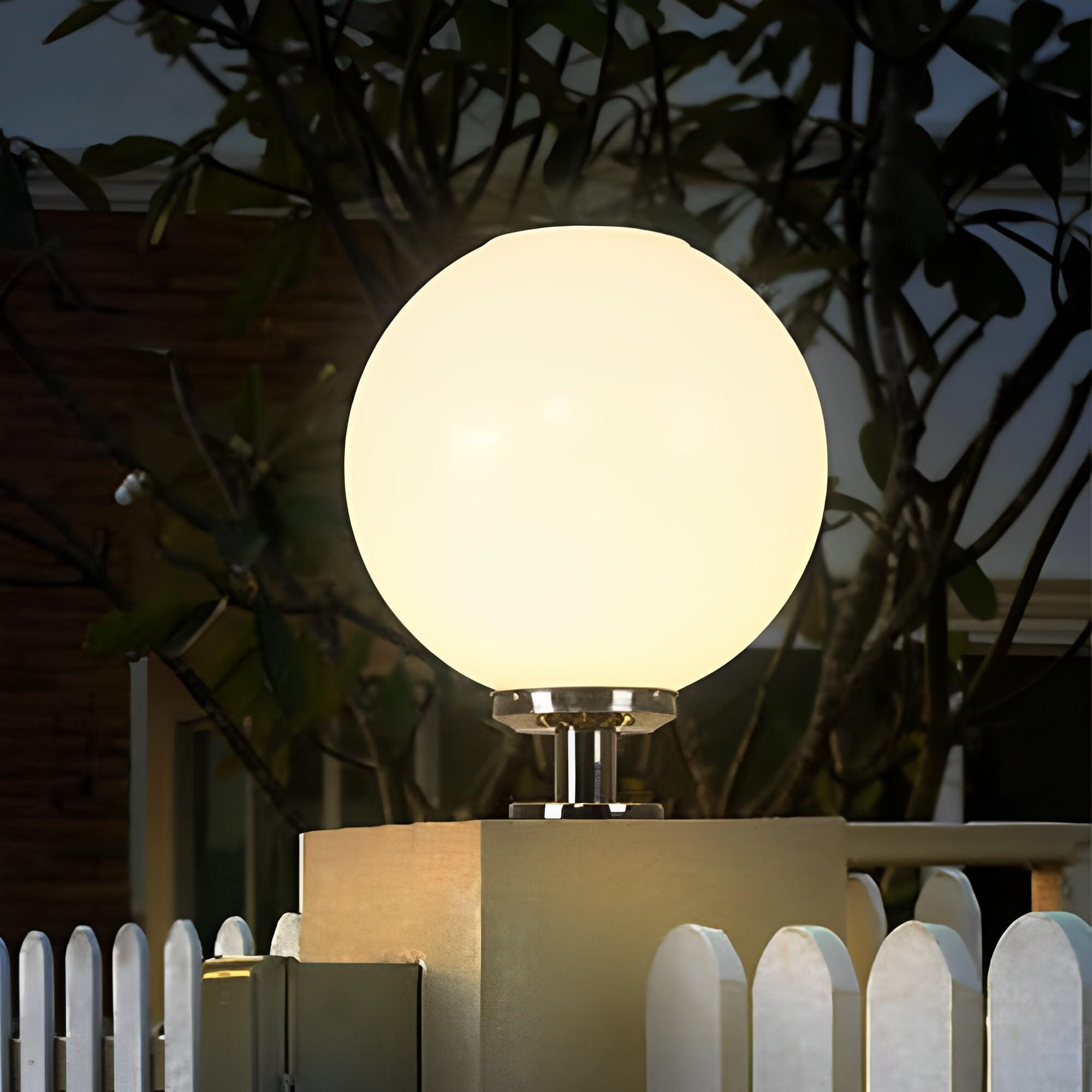 PTOUG Solar Post Cap Lights, 11.8" Outdoor Fence Pedestal Globe Post ...