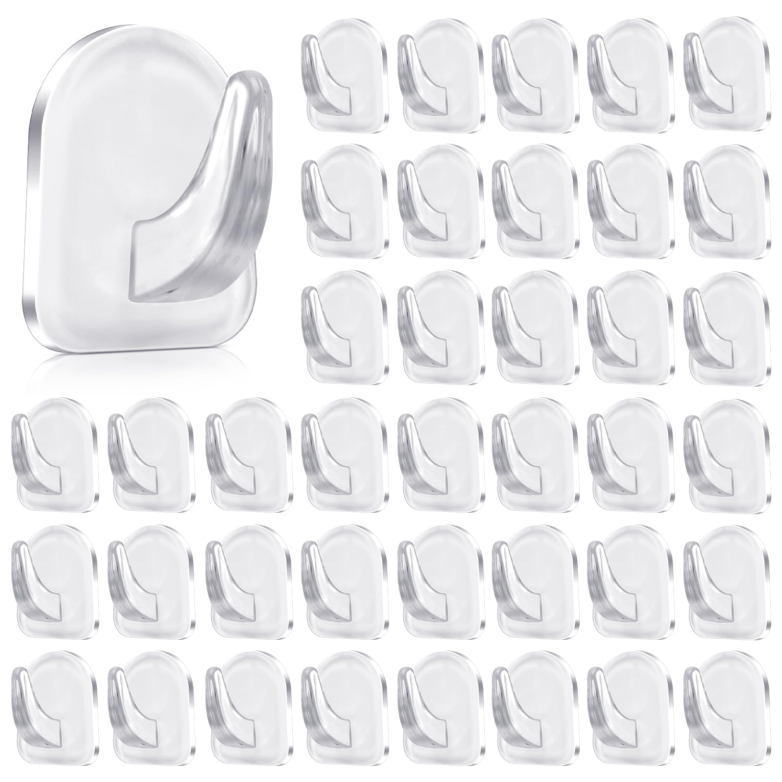 GHVACZS Pack of 40 Transparent Adhesive Hooks, Extra Strong, Adhesive ...