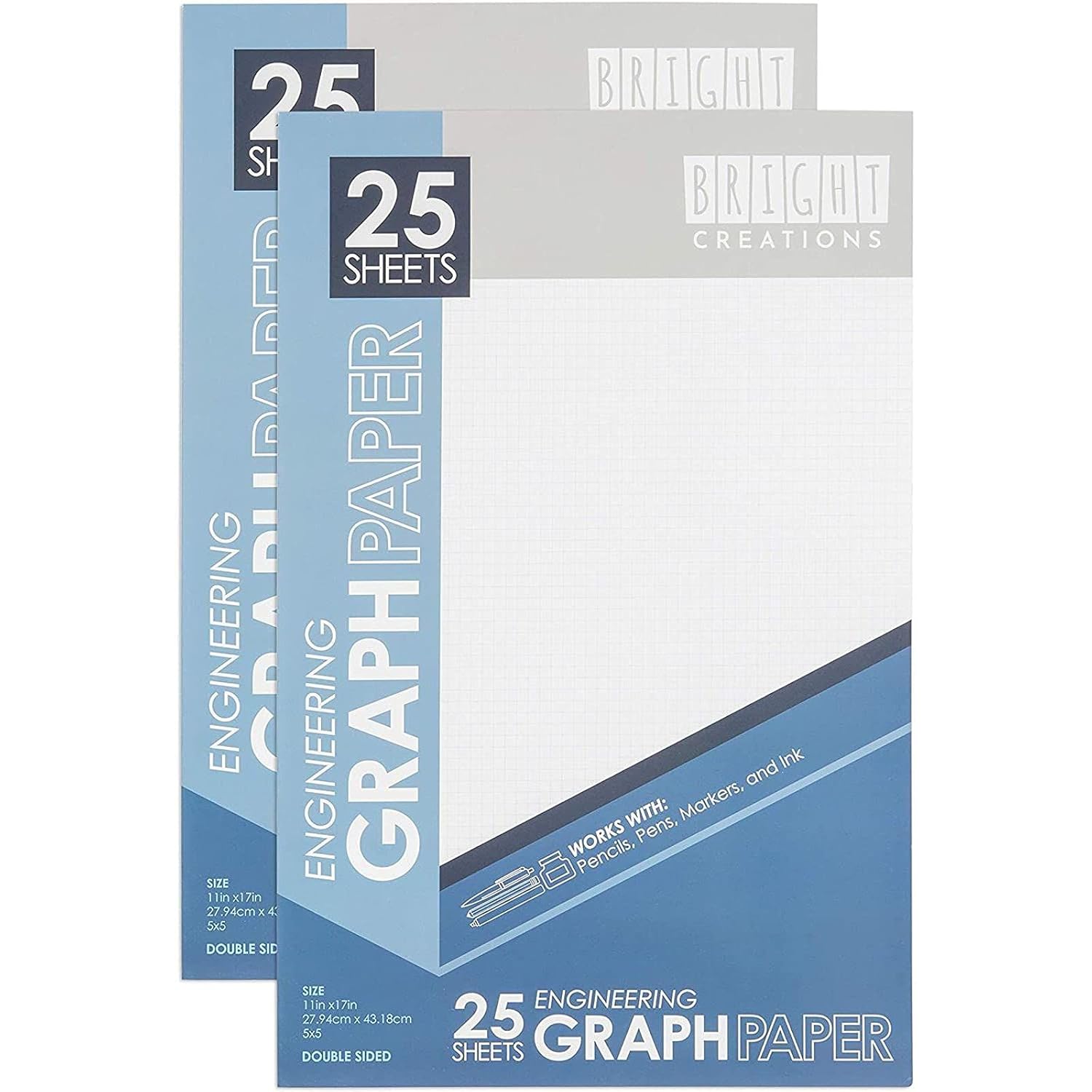 Graph Paper Engineering Pad, Quad Ruled Notebook, 25 Sheets Each (17x11 ...
