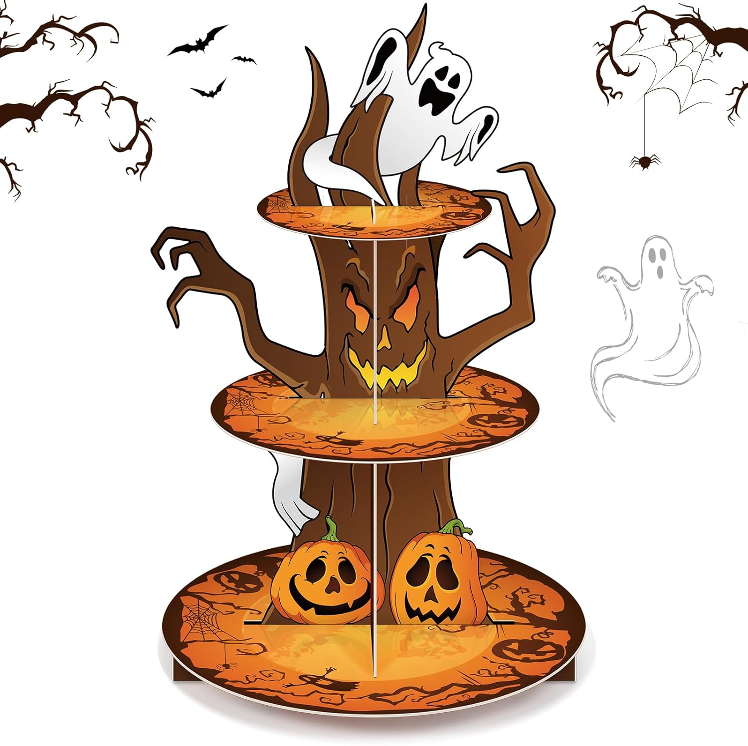 Amazon.com: Cholemy Halloween Cupcake Stand Party Decorations Halloween ...