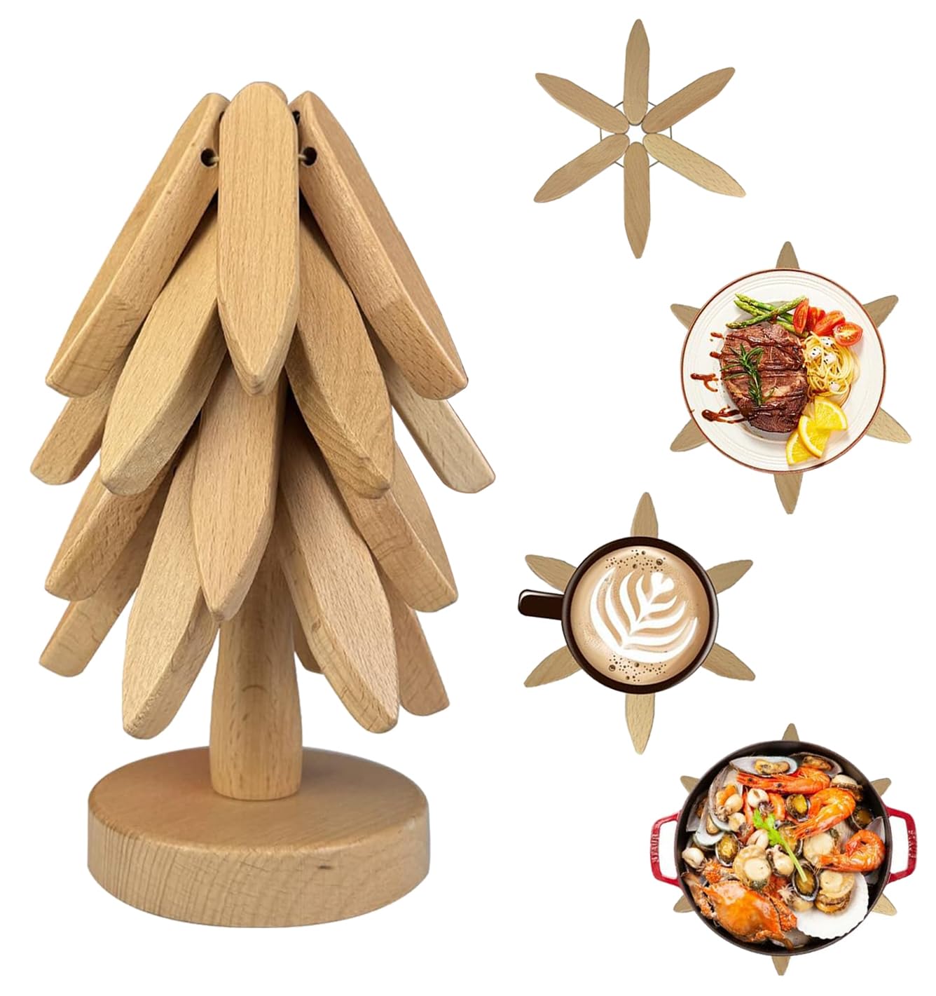 Amazon.com: KHIEO Wooden Trivets for Hot Dishes, Foldable Wooden Tree ...