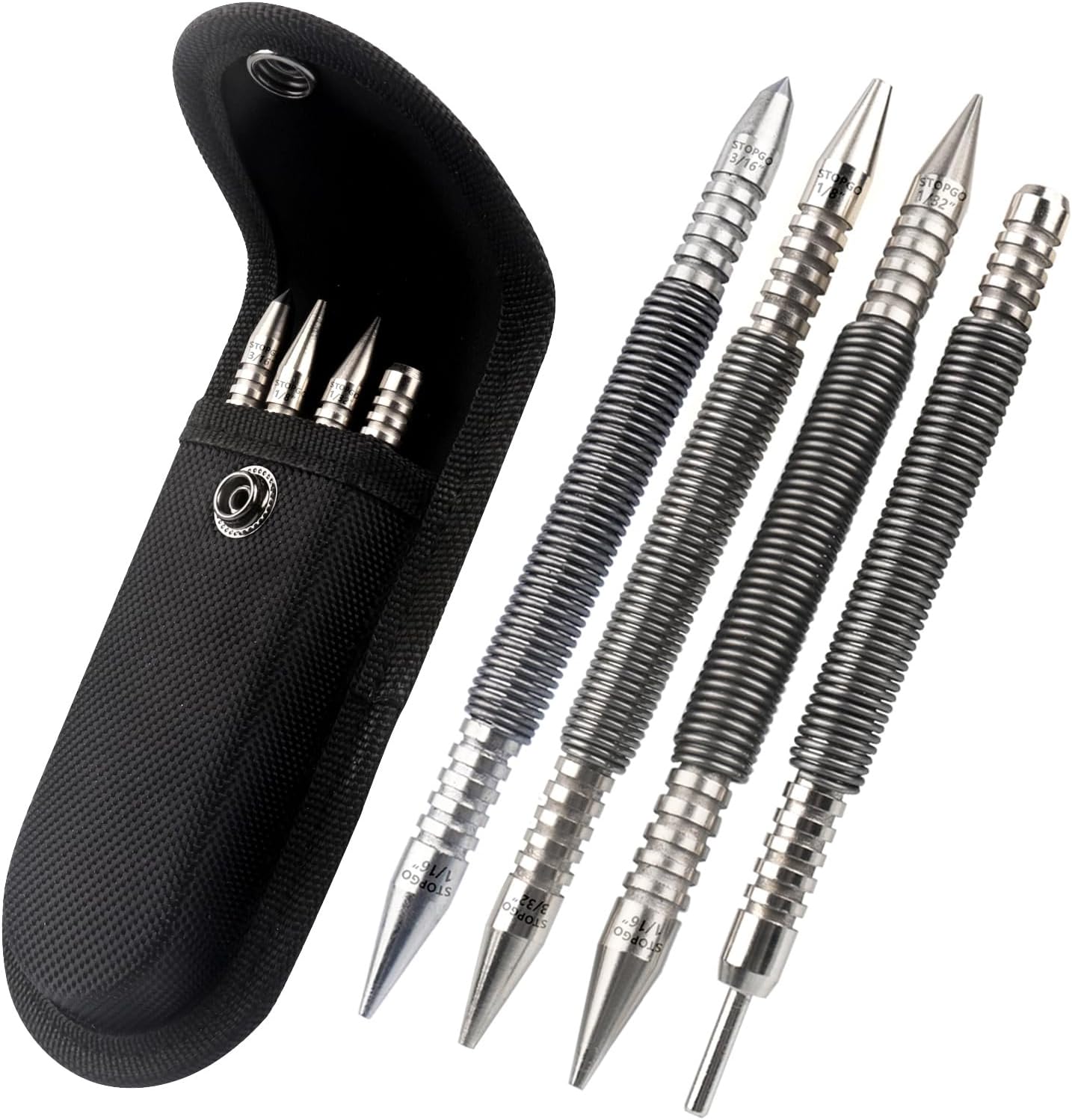 ZATUX 2 Pcs Dual Head Nail Setter 3/32″ and 1/8″ Spring Loaded Nail Set ...