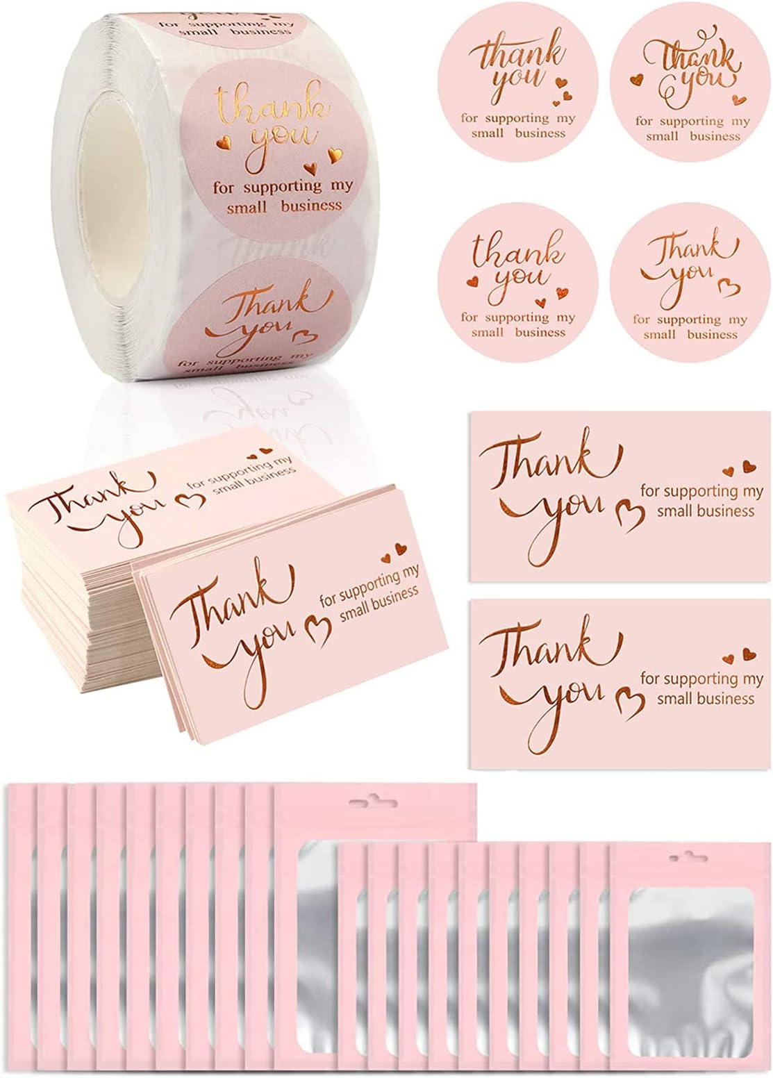 630 Pieces Thank You Cards and Stickers Set with 30pcs Resealable ...