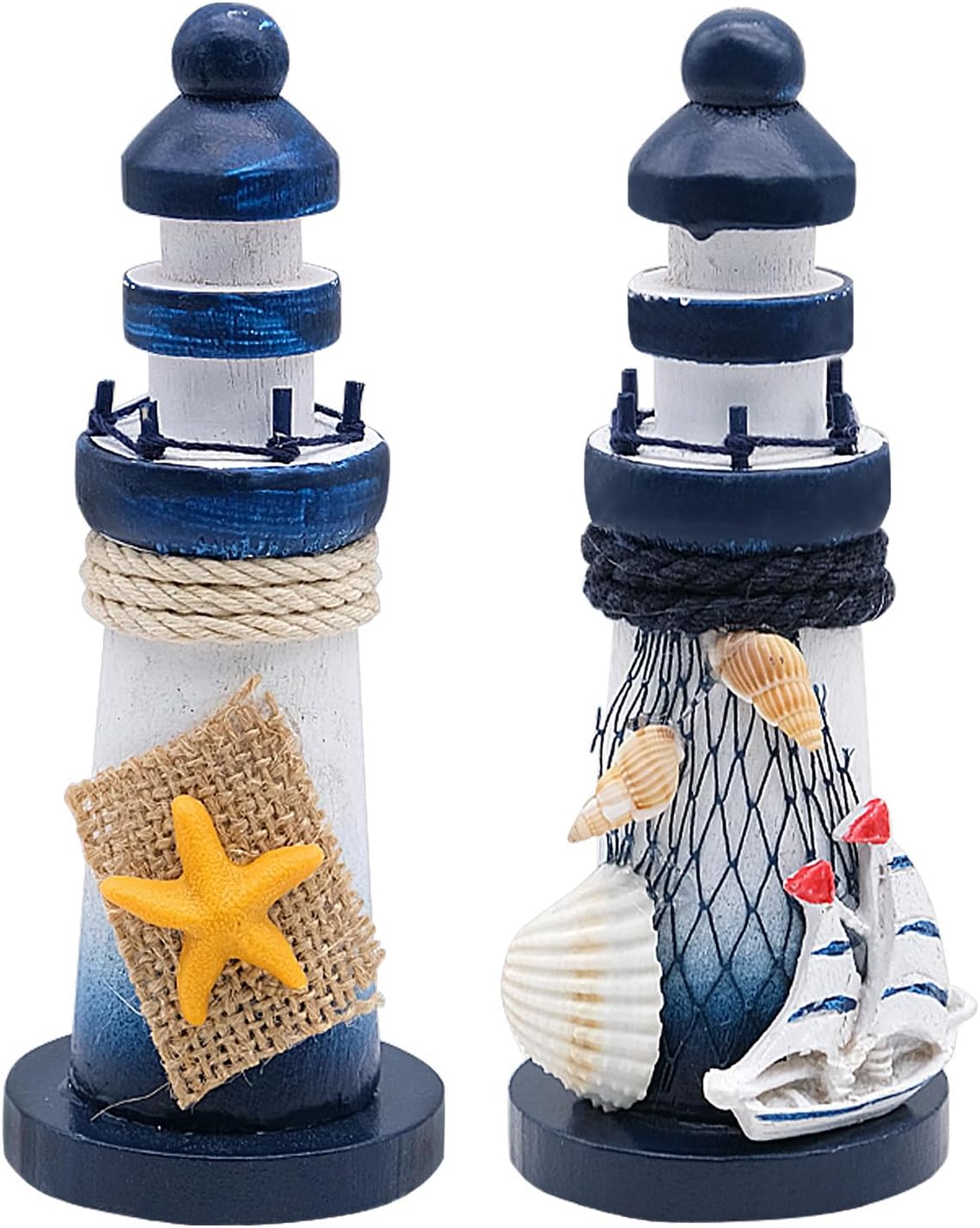 Amazon.com: BLLREMIPSUR 2 PCS Mini Lighthouse Decor, Wooden Miniature ...