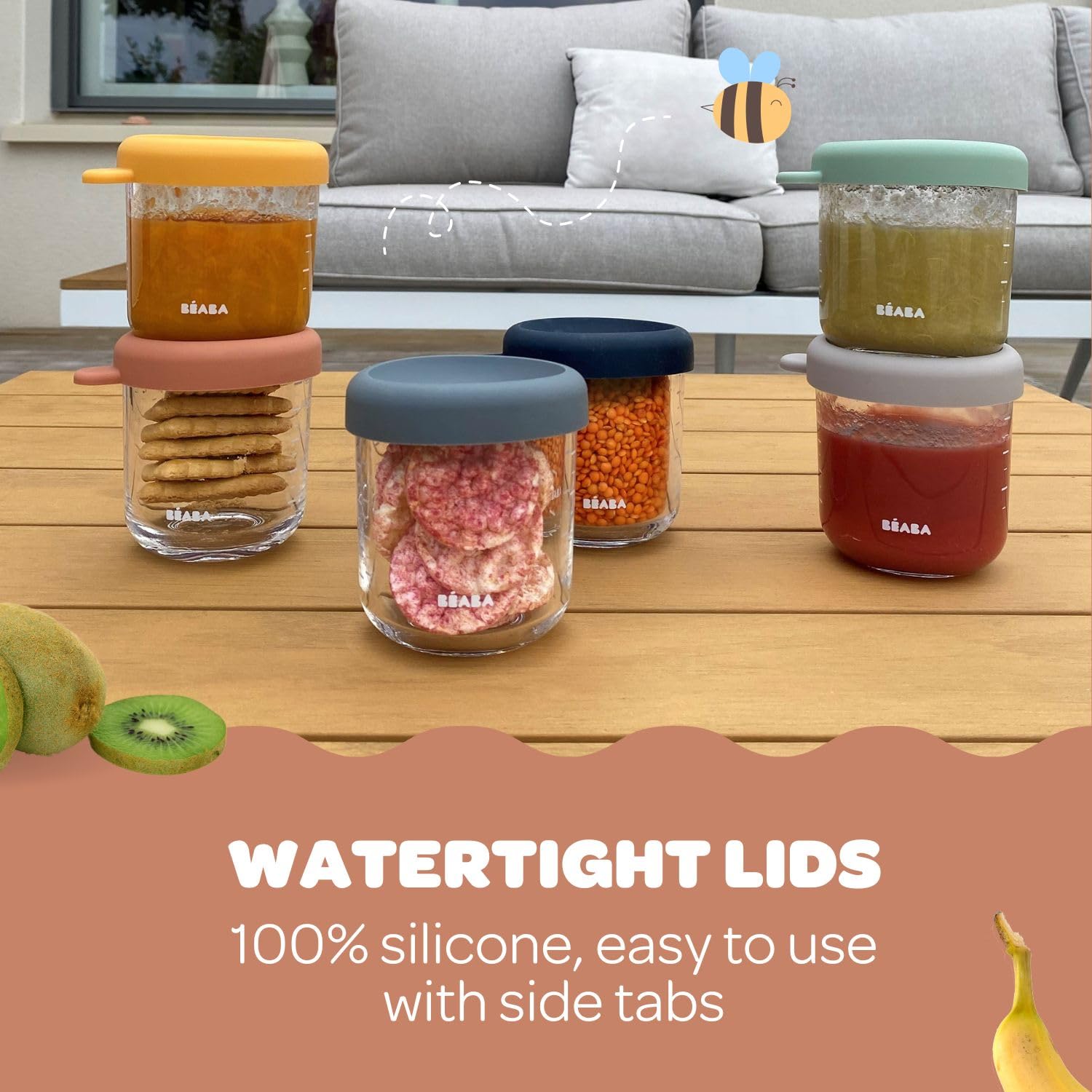 Snapklik.com : BEABA 8 Oz Glass Baby Food Jars