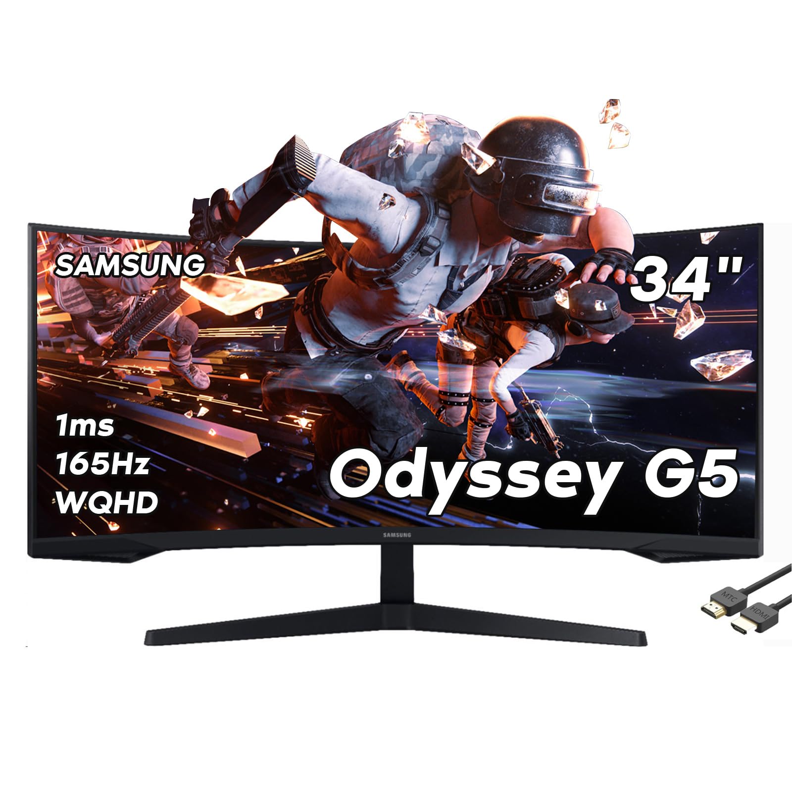 Amazon.com: SAMSUNG 34" Odyssey G5 Ultra-Wide Gaming Monitor, 1000R ...