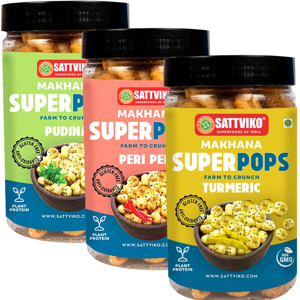 Buy Sattviko Roasted Makhana Superpops Combo - Peri Peri + Pudina ...