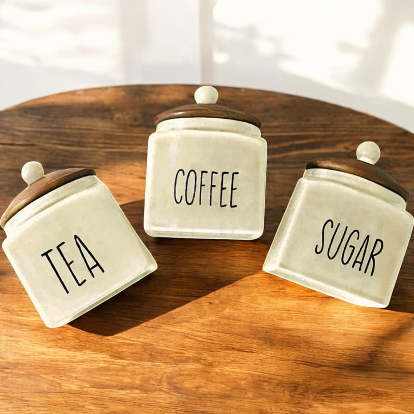 Buy ClayStone Ceramic Tea Coffee Sugar Containers Set - 3 Piece Kitchen ...