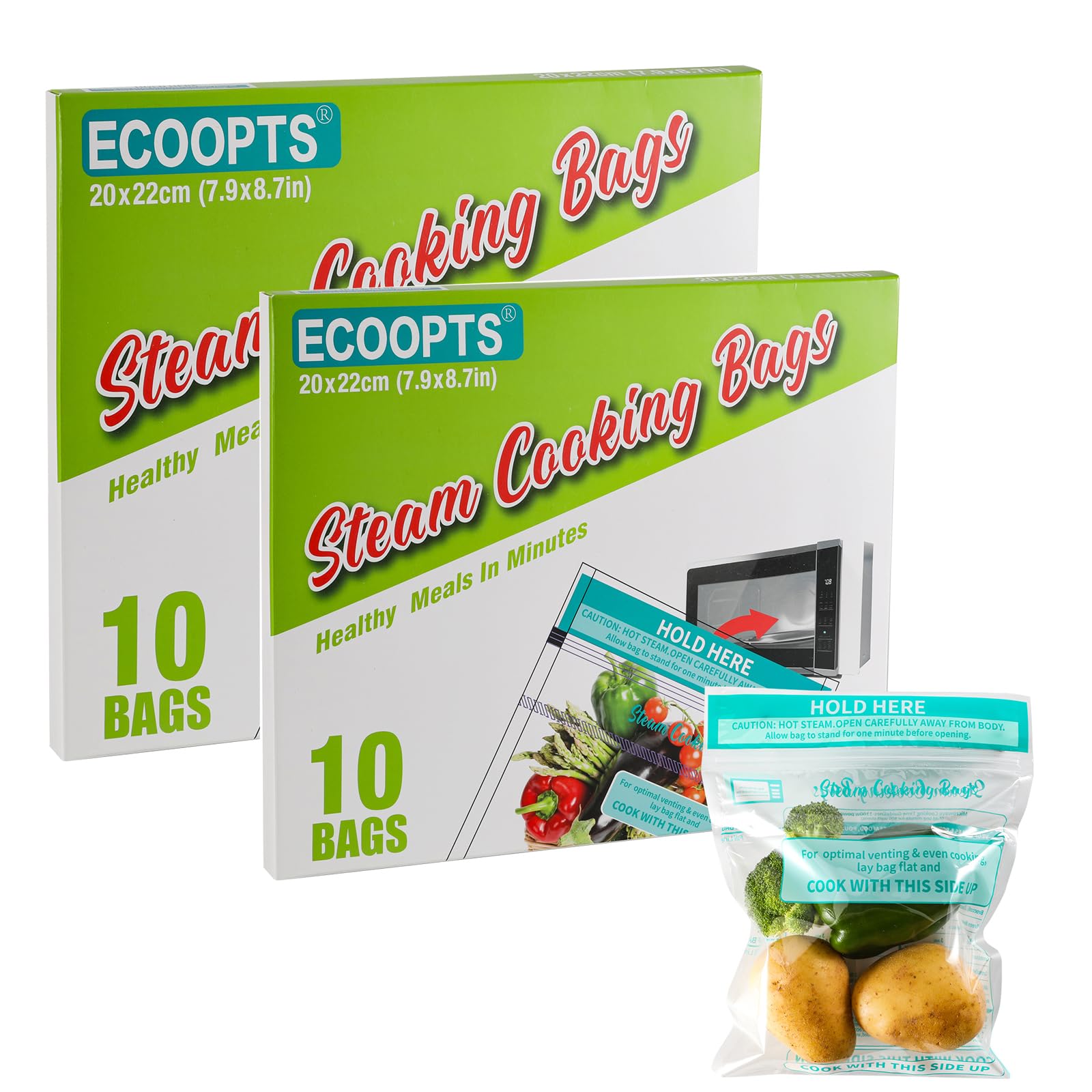 Amazon.com: 20×Steam Cooking Bags Large Size Microwave Steamer Bags for ...