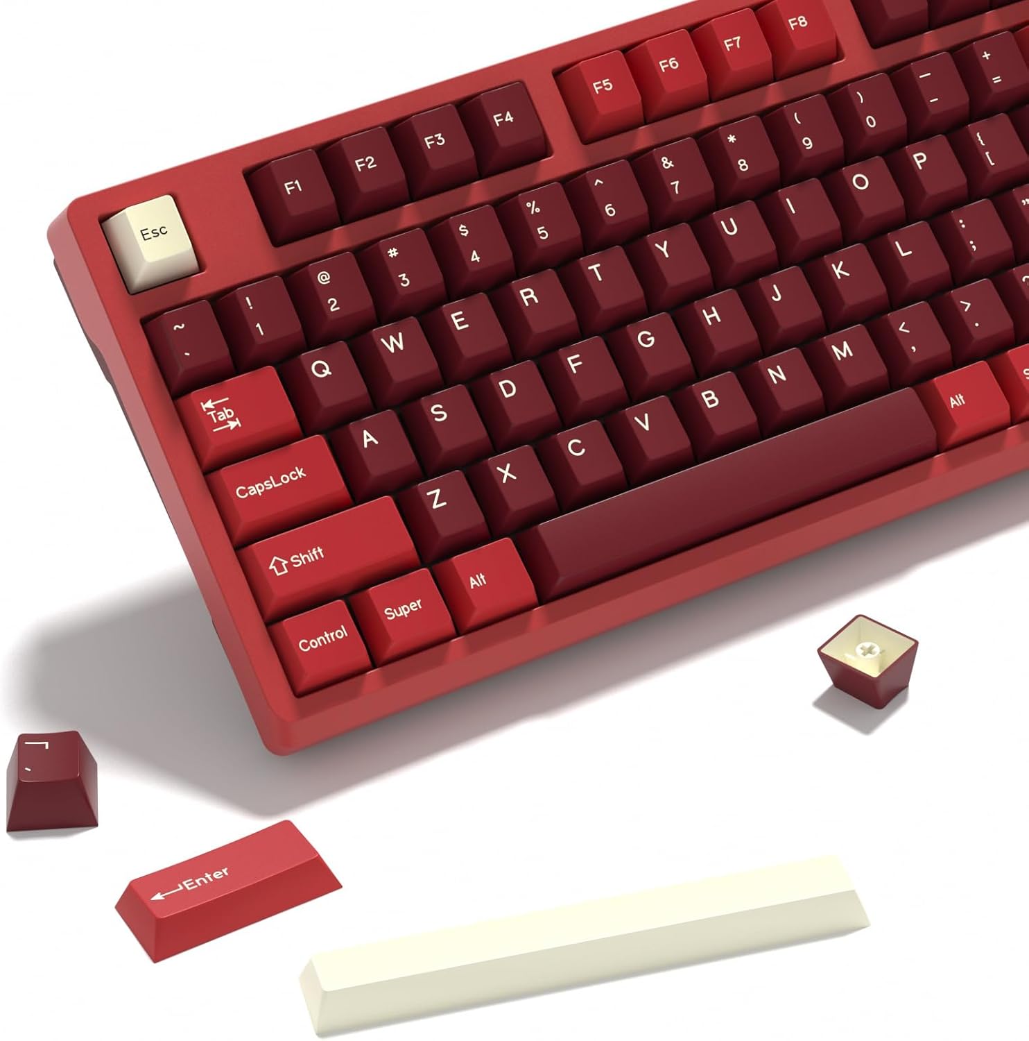 Amazon.com: KBDiy Jamon PBT Double Shot Keycap Set,176 Keys Red Custom ...