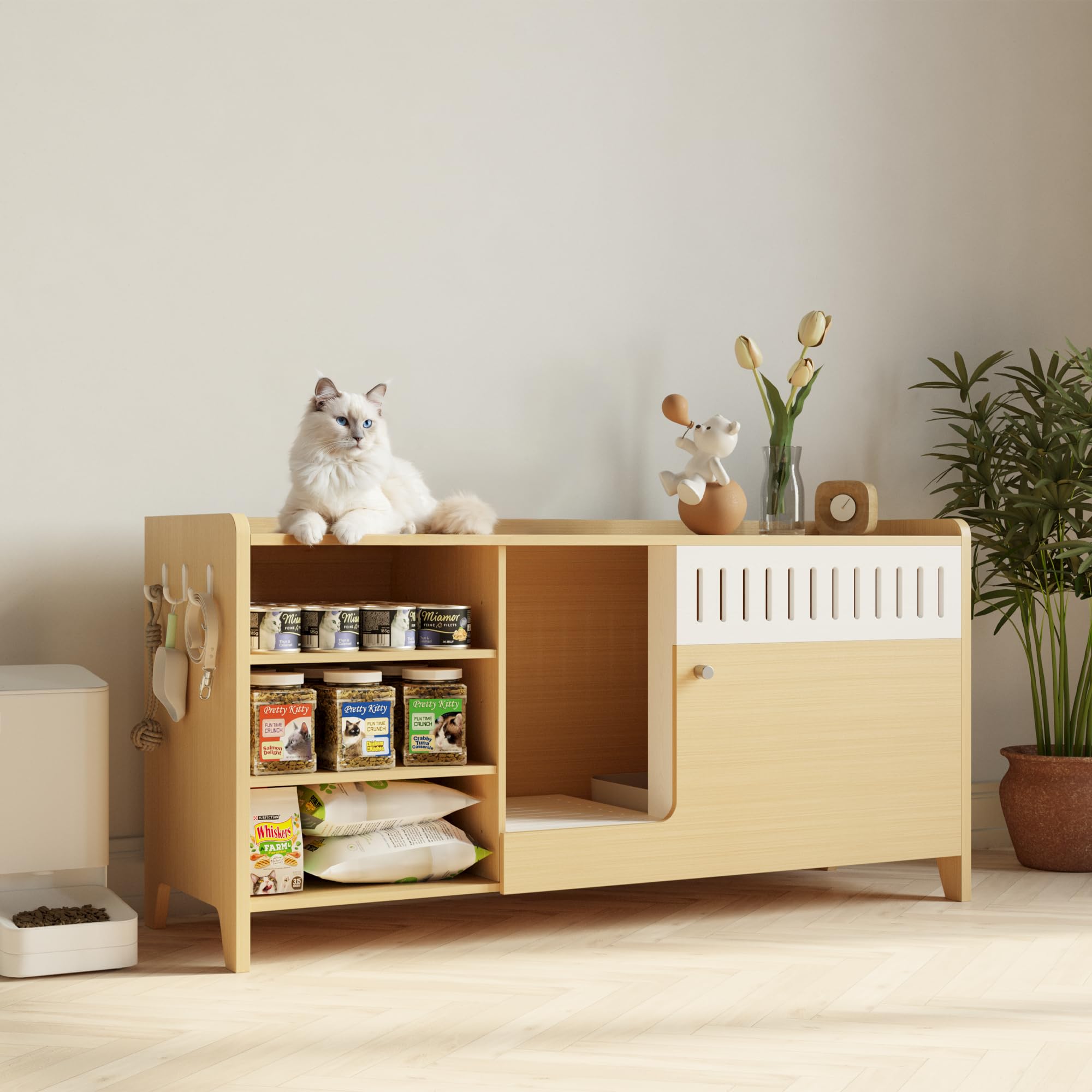 Amazon.com: IRONCK Large Cat Litter Box Enclosure 47in with Cat Litter ...