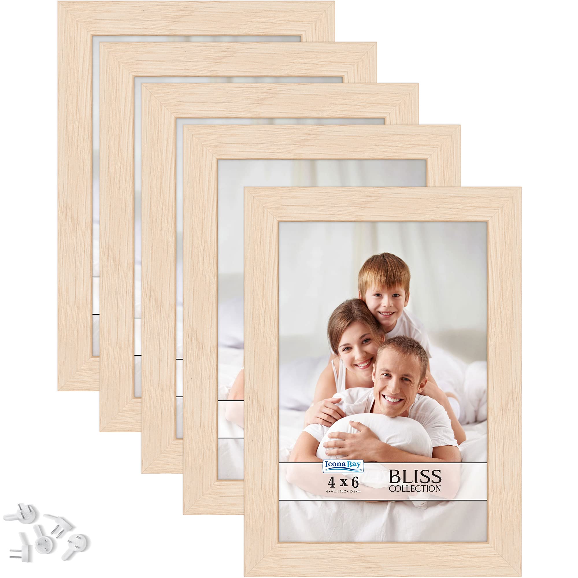 Amazon.com - Icona Bay 4x6 Picture Frames (Light Oak, 5 Pack), Modern ...