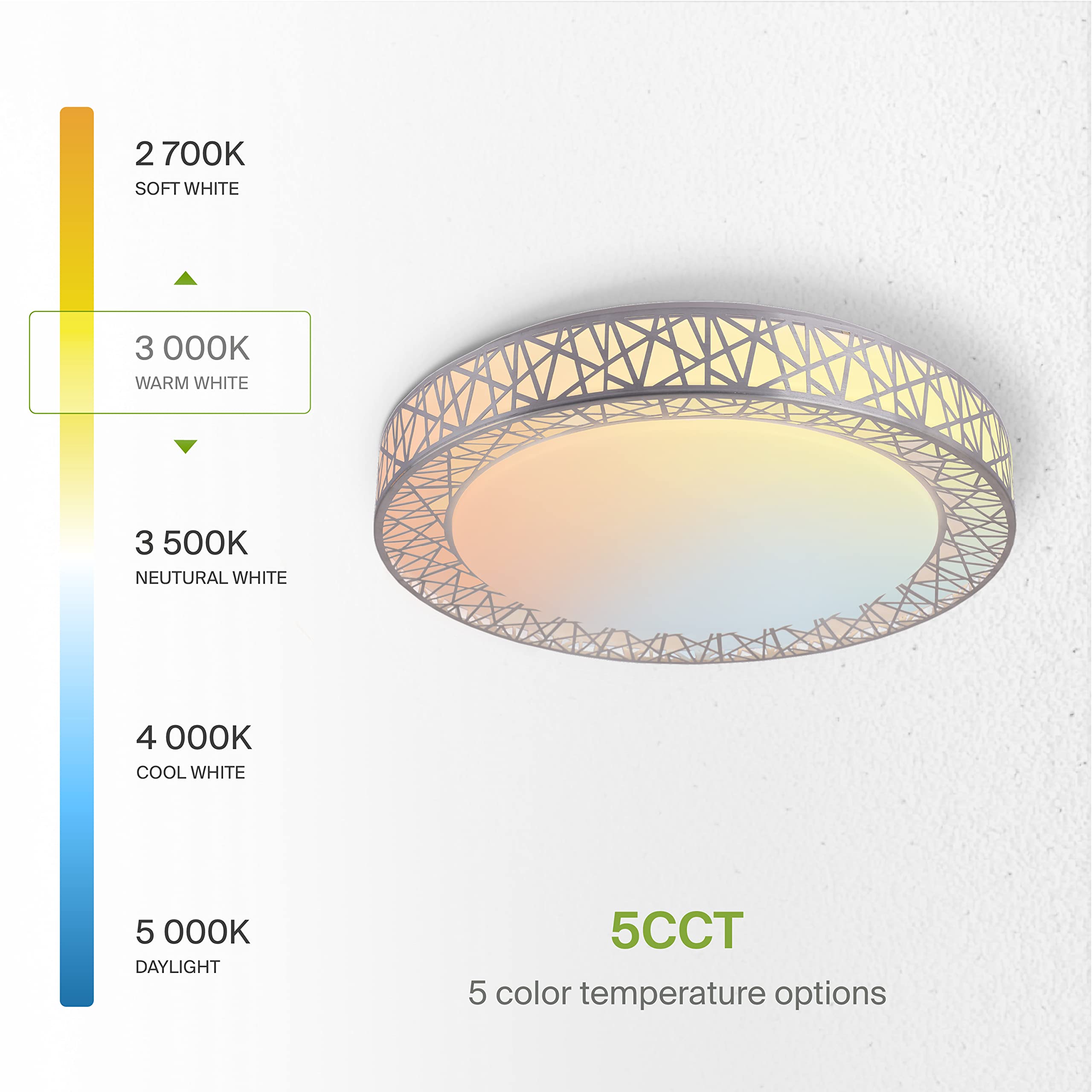 ASD 20 Inch LED Flush Mount Ceiling Light Fixture - Modern Nickel Close ...