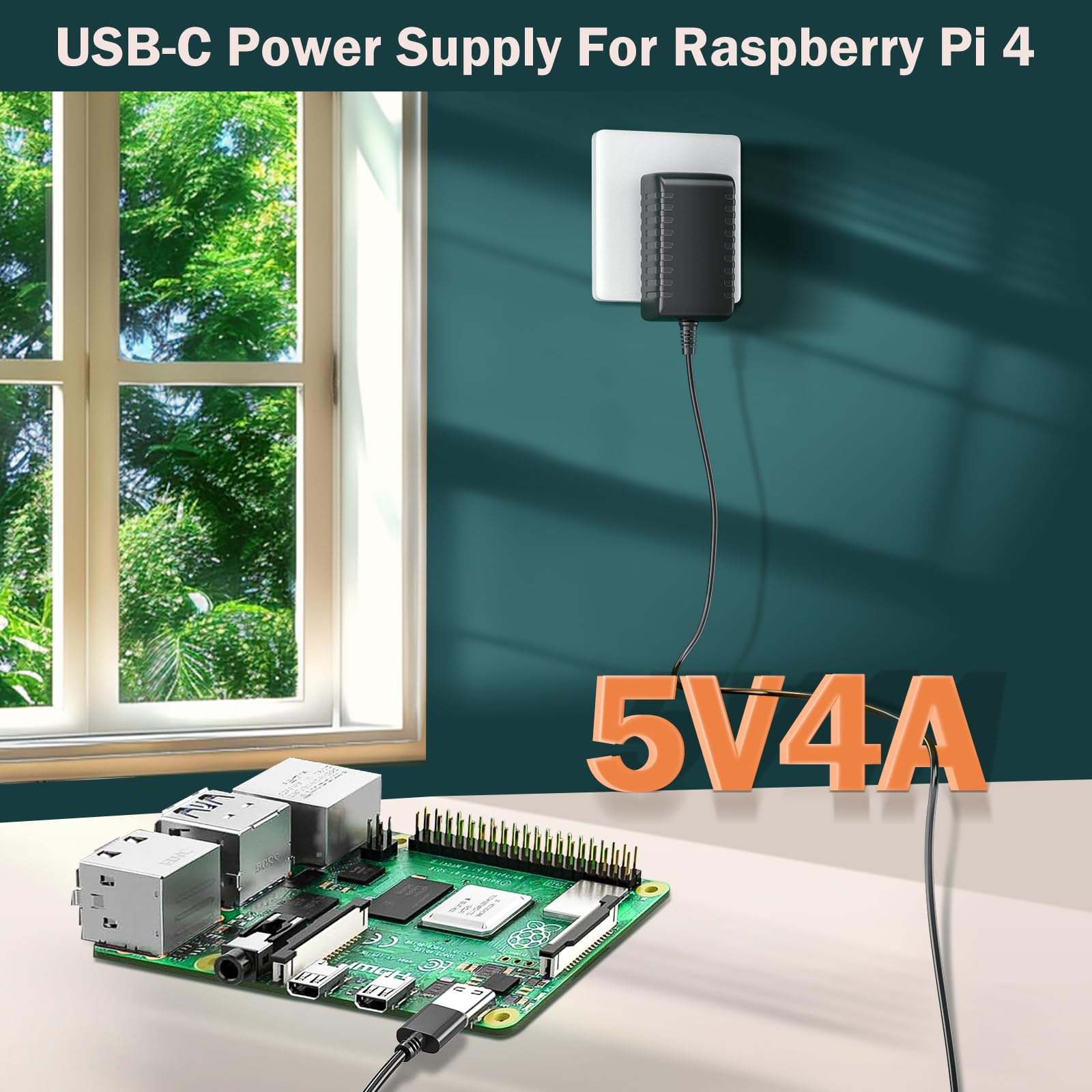 Snapklik.com : SoulBay 5V Power Supply For Raspberry Pi 4, 5V 4A AC Adapter