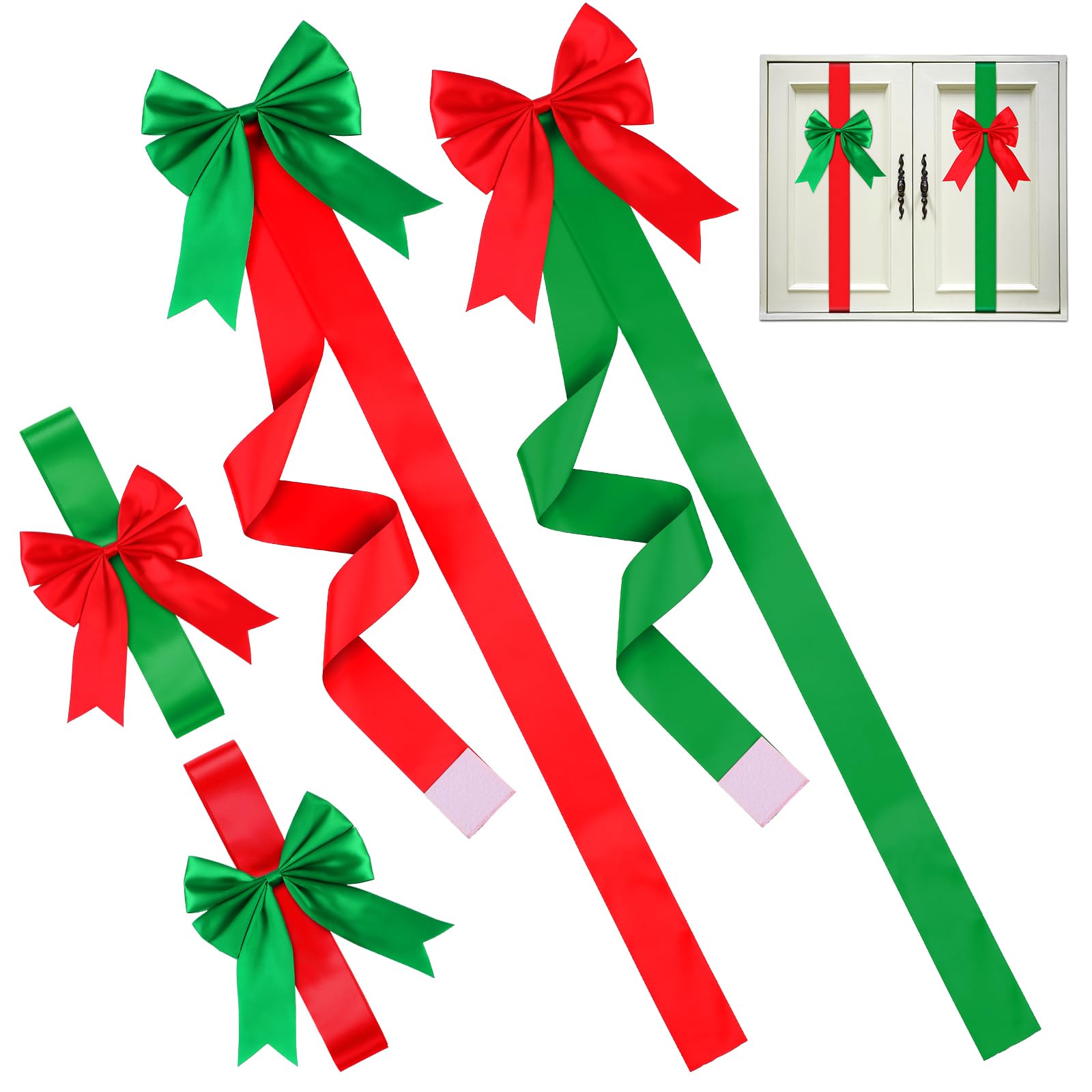 Amazon.com: WILLBOND 8 Pieces Christmas Cabinet Ribbons Bows Large ...