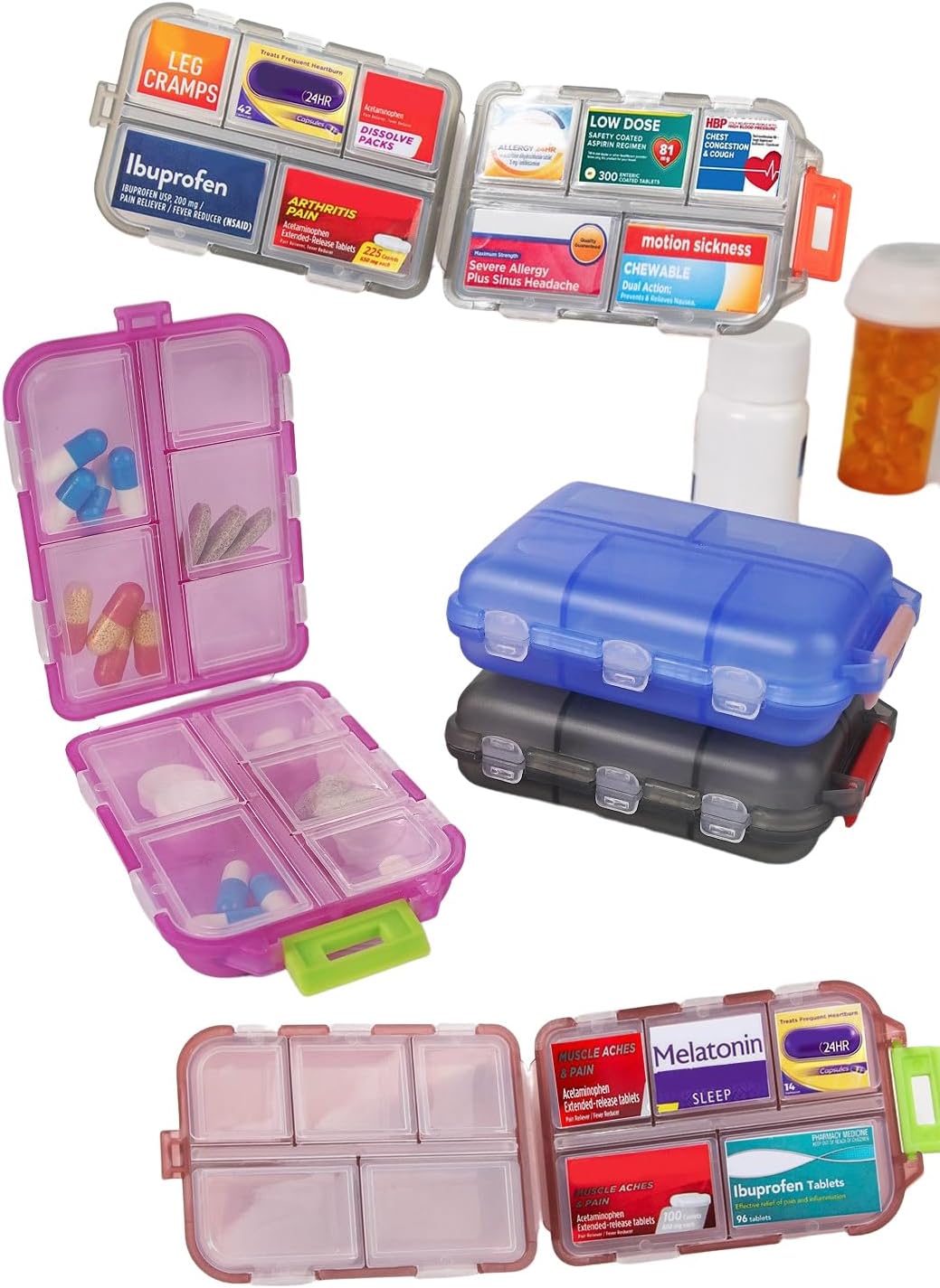 Pocket Pharmacy Travel Pill Case with Optional Medicine Stickers Labels ...
