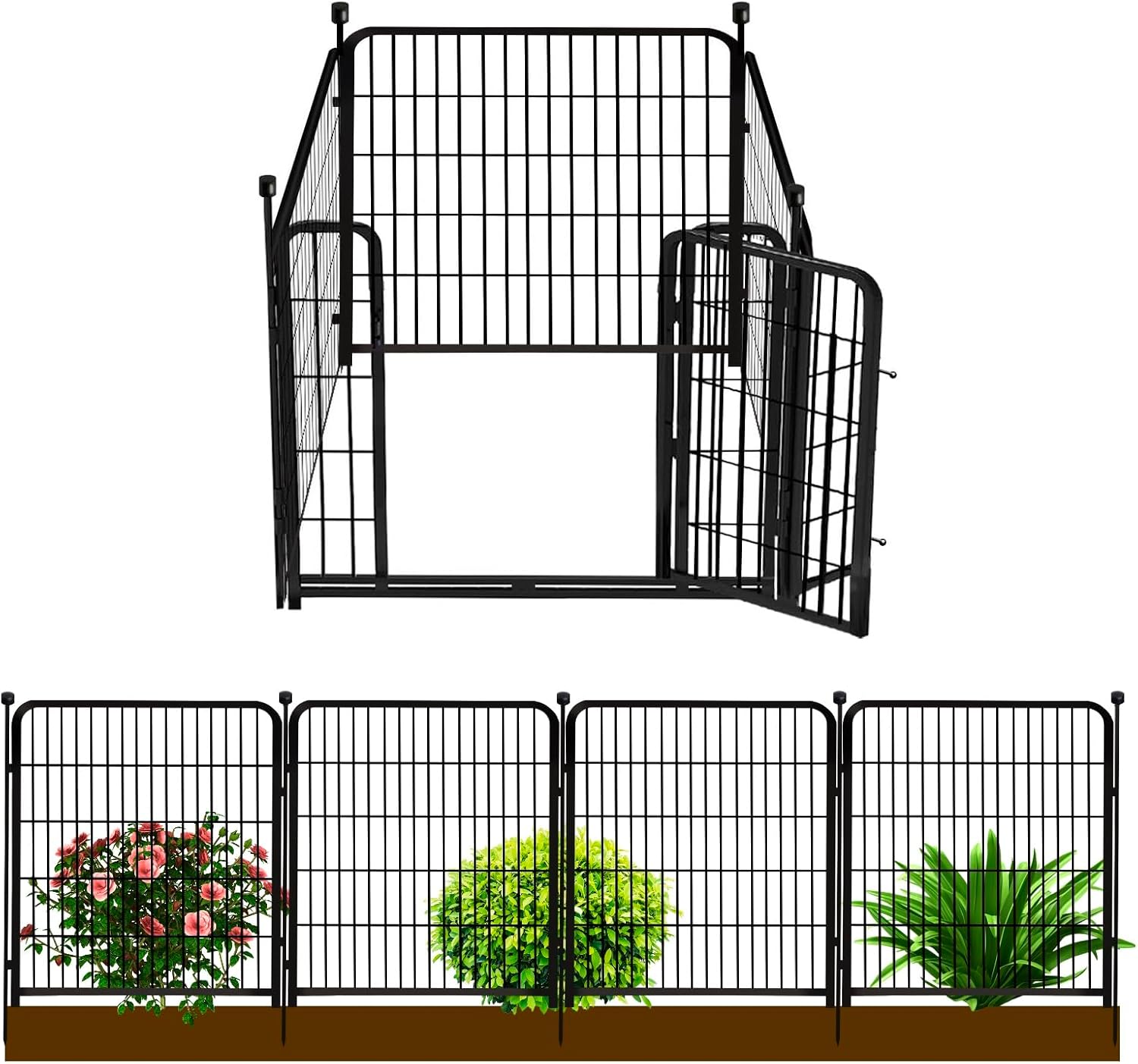 Getlay 36 in(H) Garden Fence with Low Threshold Gate,4 Panels Total 9 ...