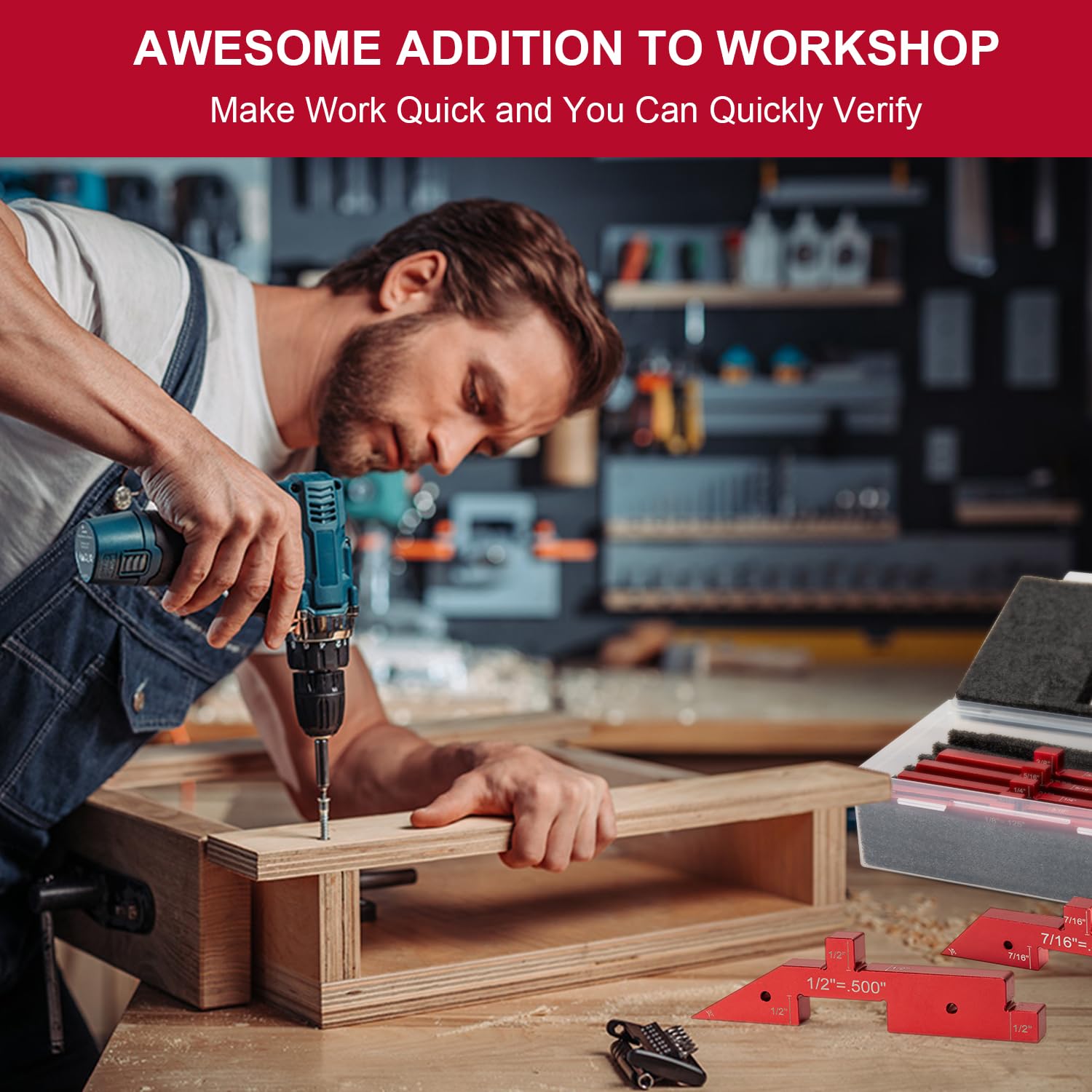 Snapklik.com : 7PCS Syocsek 4-in-1 Woodworking Gauges Set, 6 Inch Red ...