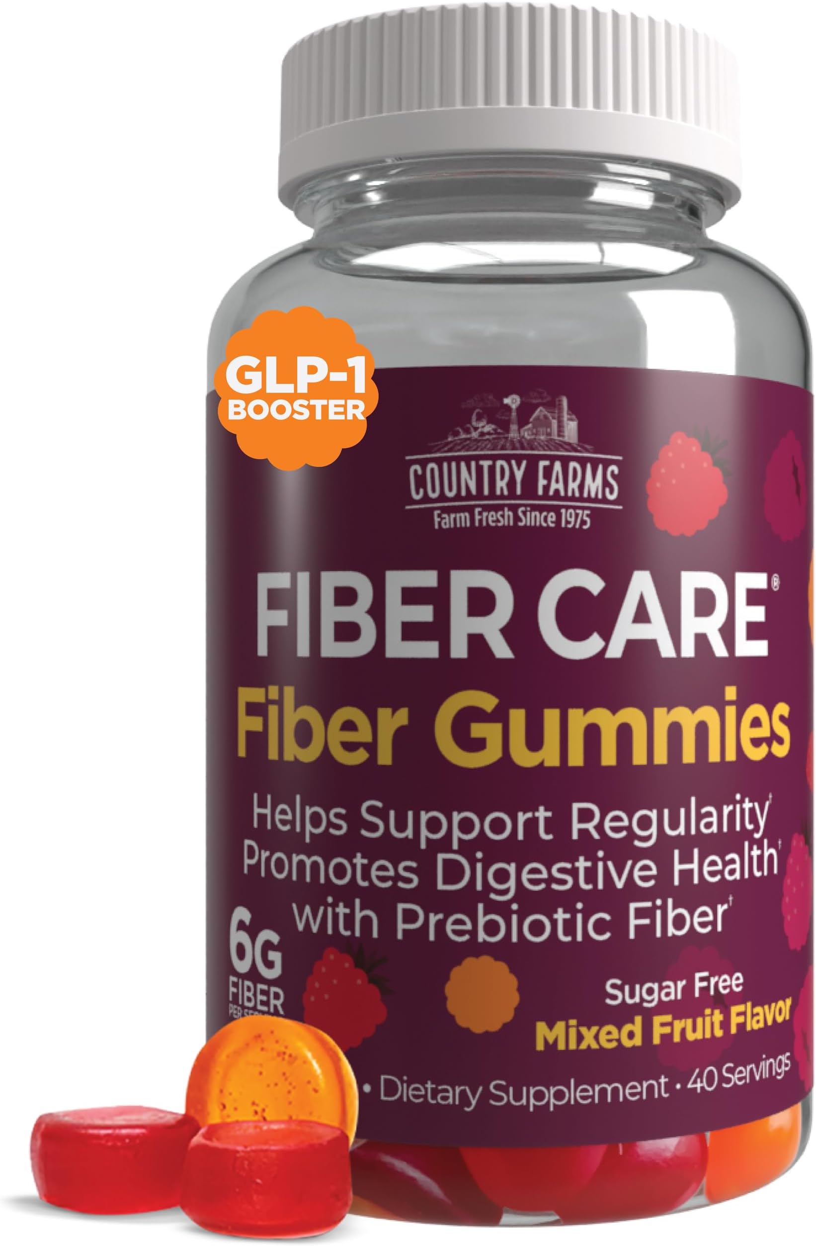 Amazon.com: COUNTRY FARMS Fiber Care Prebiotic Gummies, 6g of Fiber Per ...