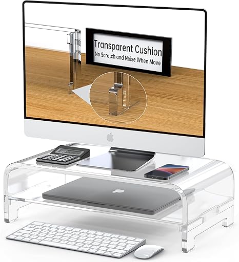 Amazon.com: Beimu Acrylic Monitor Stand Riser 16Lx8.5Wx5H Inch 2-Tiers ...