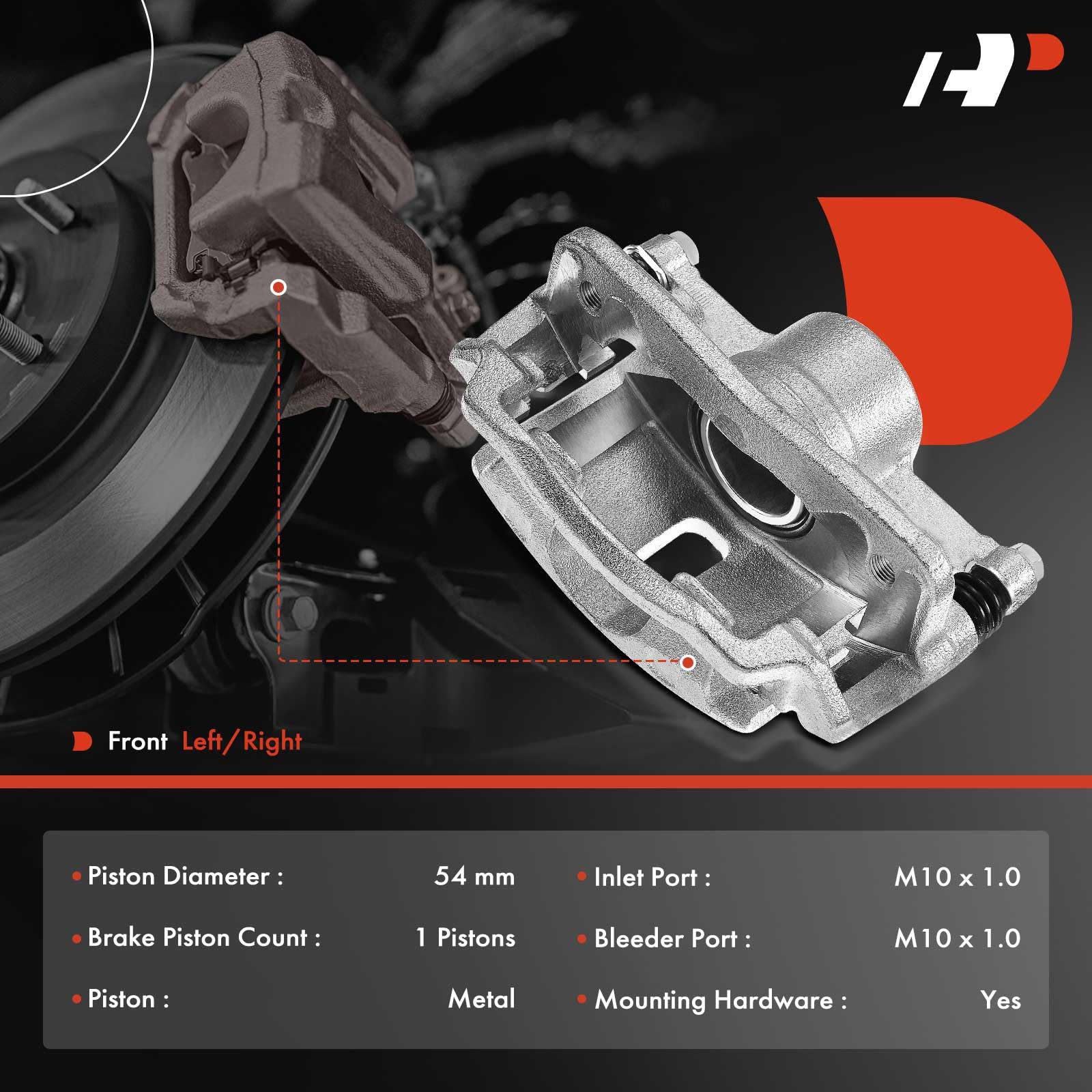 Aurogenix Front Disc Brake Caliper Assembly With Bracket