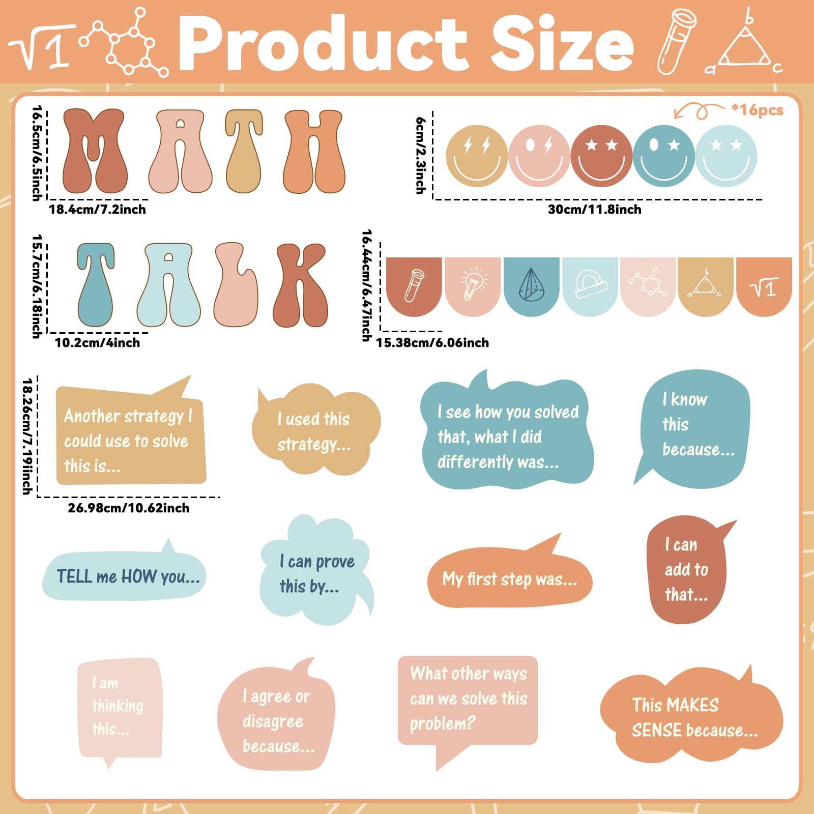 Snapklik.com : 43 PCS Groovy Math Talk Bulletin Board Set For Math ...