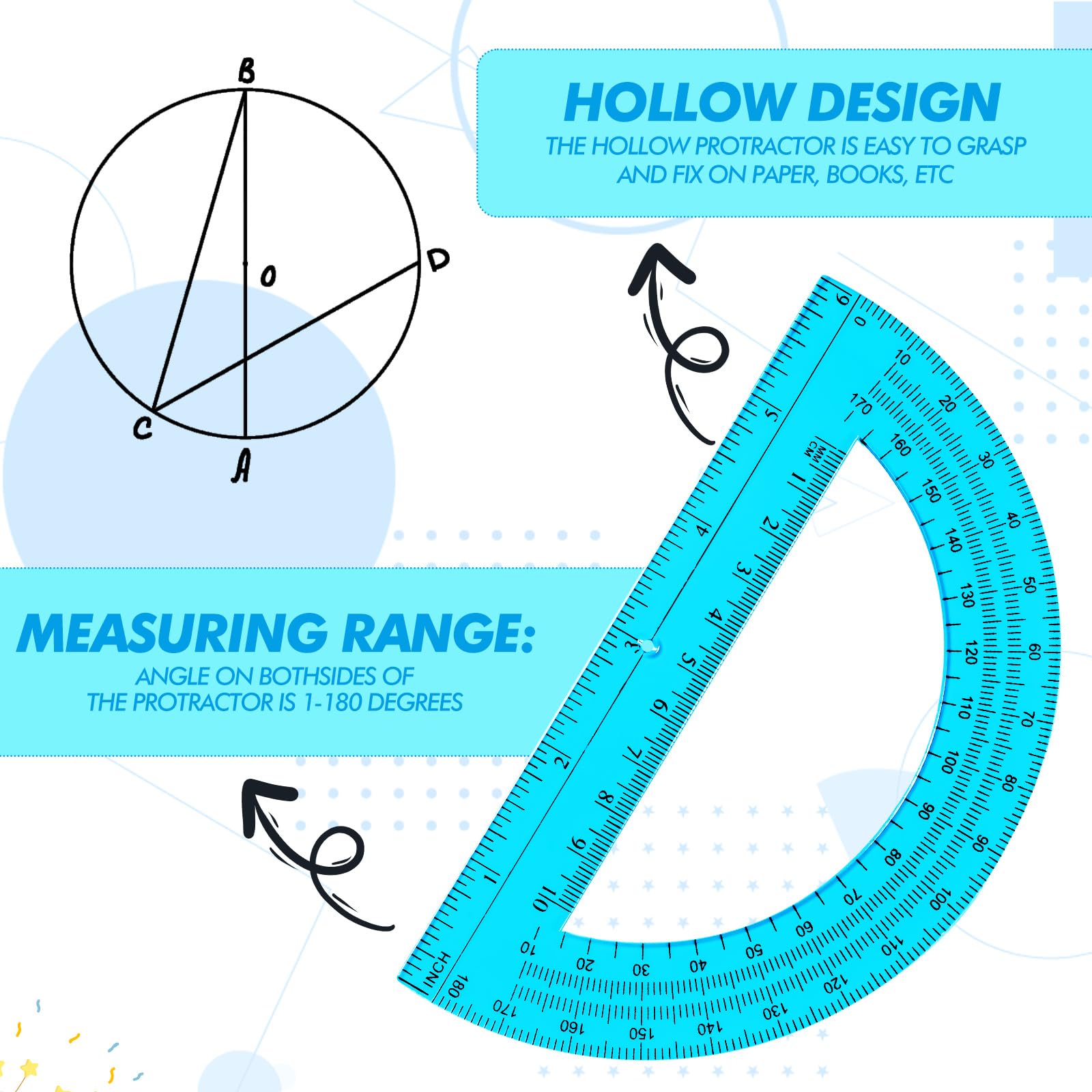 Snapklik.com : Zonon 2 Pack 12 Plastic Ruler And 6 Plastic Protractor ...