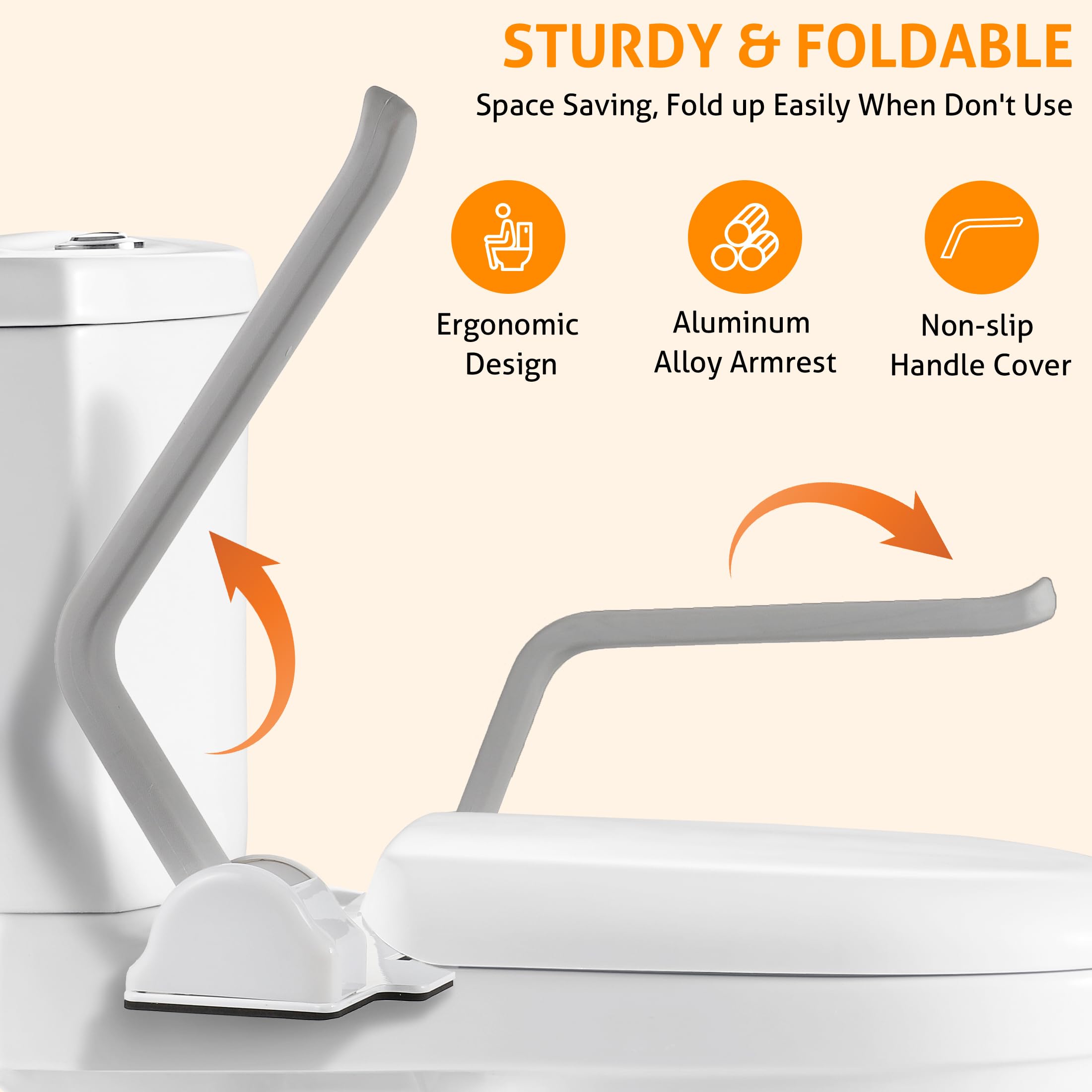 WICHEMI Toilet Safety Rails, Toilet Safety Frame with Arms Foldable ...