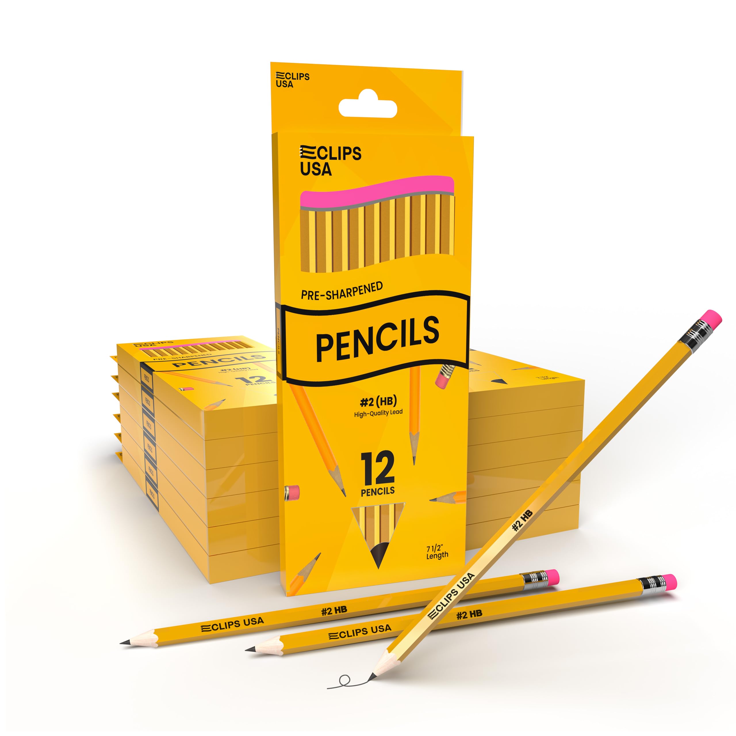Amazon.com : E-CLIPS USA Pencils Bulk, Pencils #2 (12 Boxes), Number 2 ...