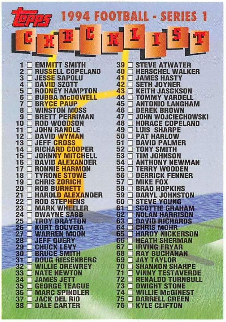 Amazon.com: 1994 Topps Football Card #329 Checklist Card Official NFL ...