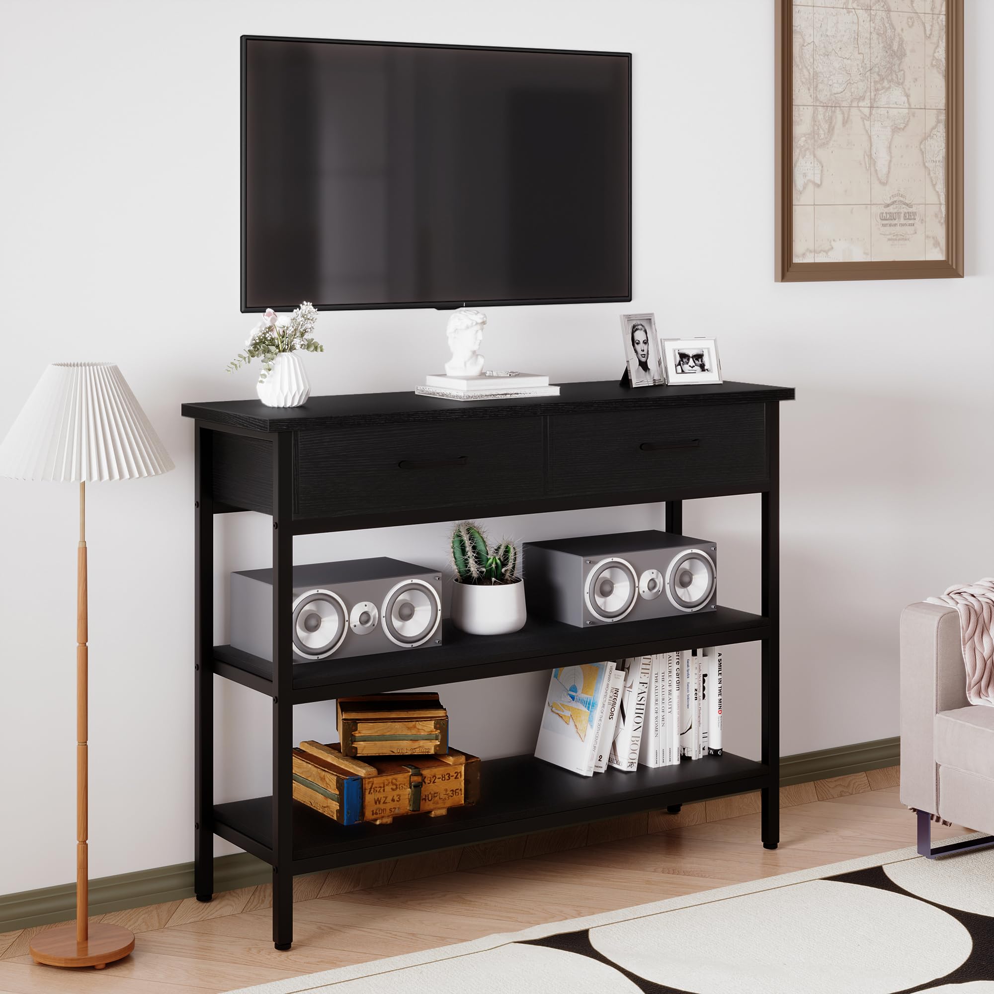 GAOMON Console Table with 2 Drawers, 3 Tier Entryway Table with Storage ...