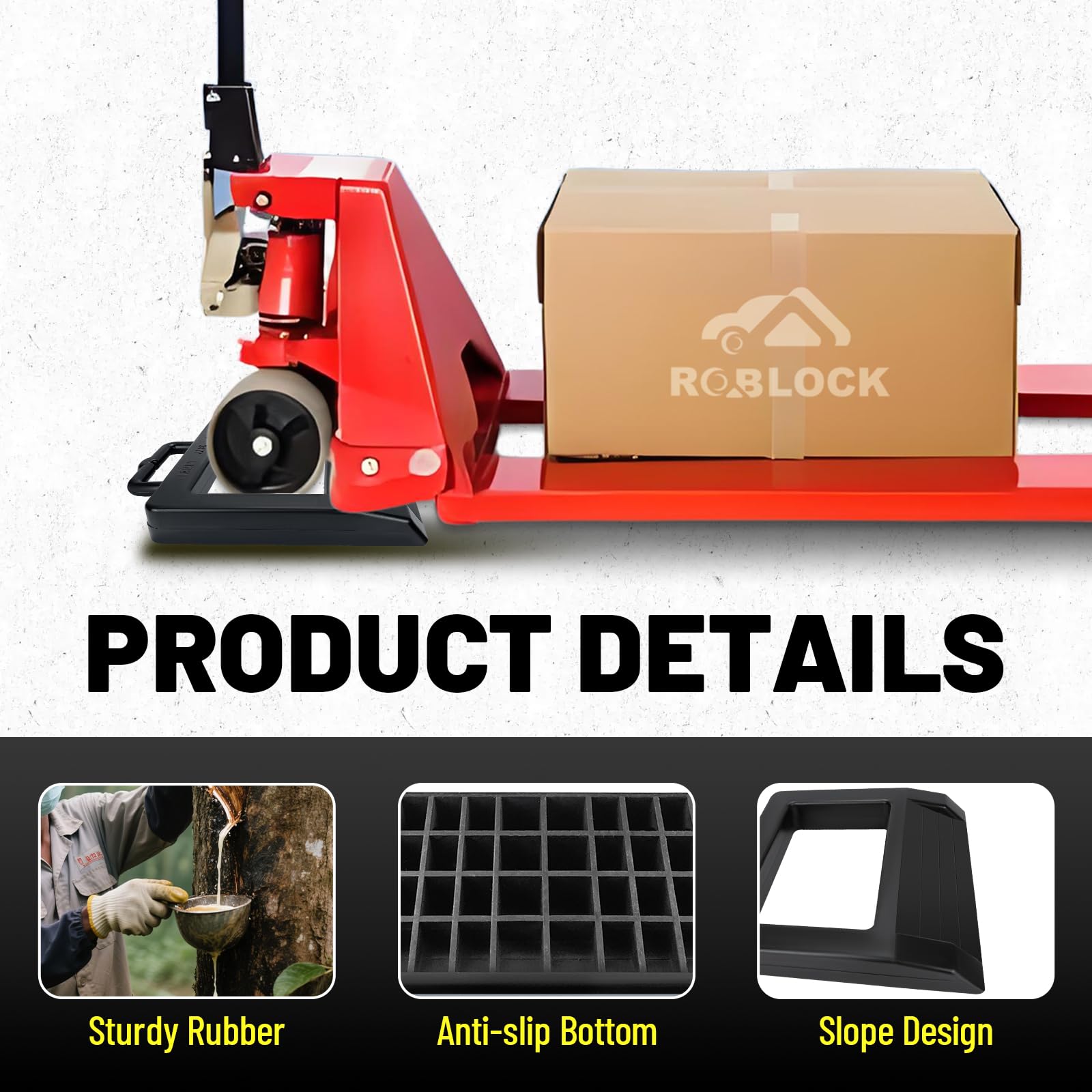 Snapklik.com : ROBLOCK 2 Pack Rubber Pallet Jack Chock Heavy Duty Wheel ...