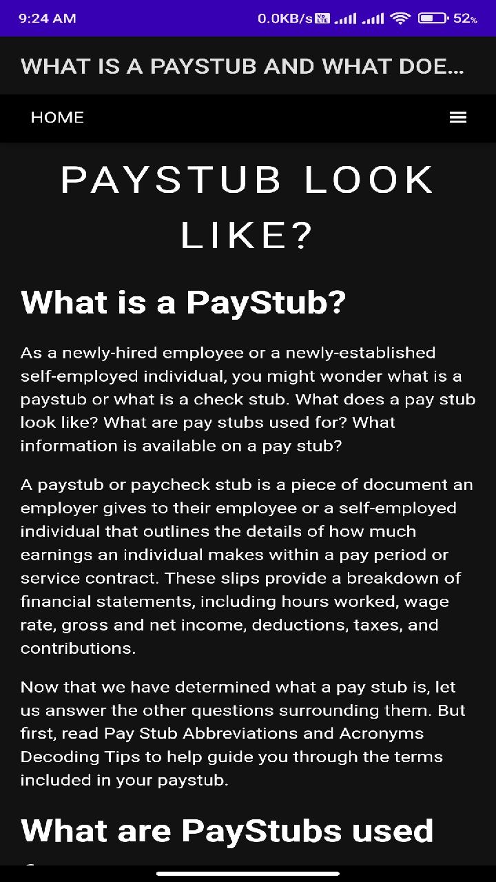 WHAT IS A PAYSTUB AND WHAT DOES A PAYSTUB LOOK LIKE? - App on Amazon Appstore