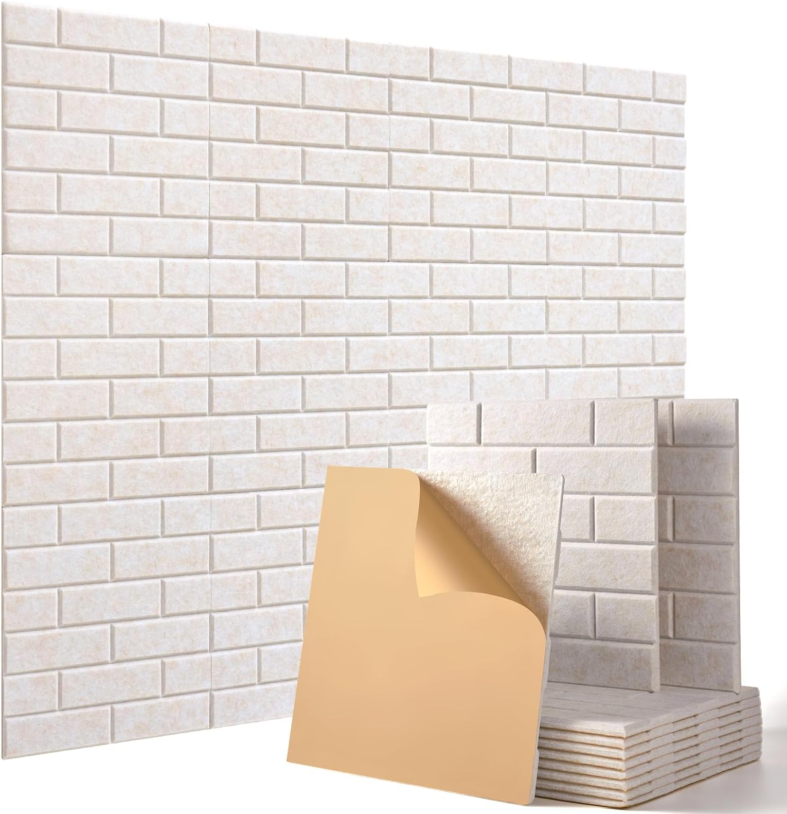 Amazon.com: 12 Pack White & 12 Pack Camel Brick Acoustic Wall Panels ...