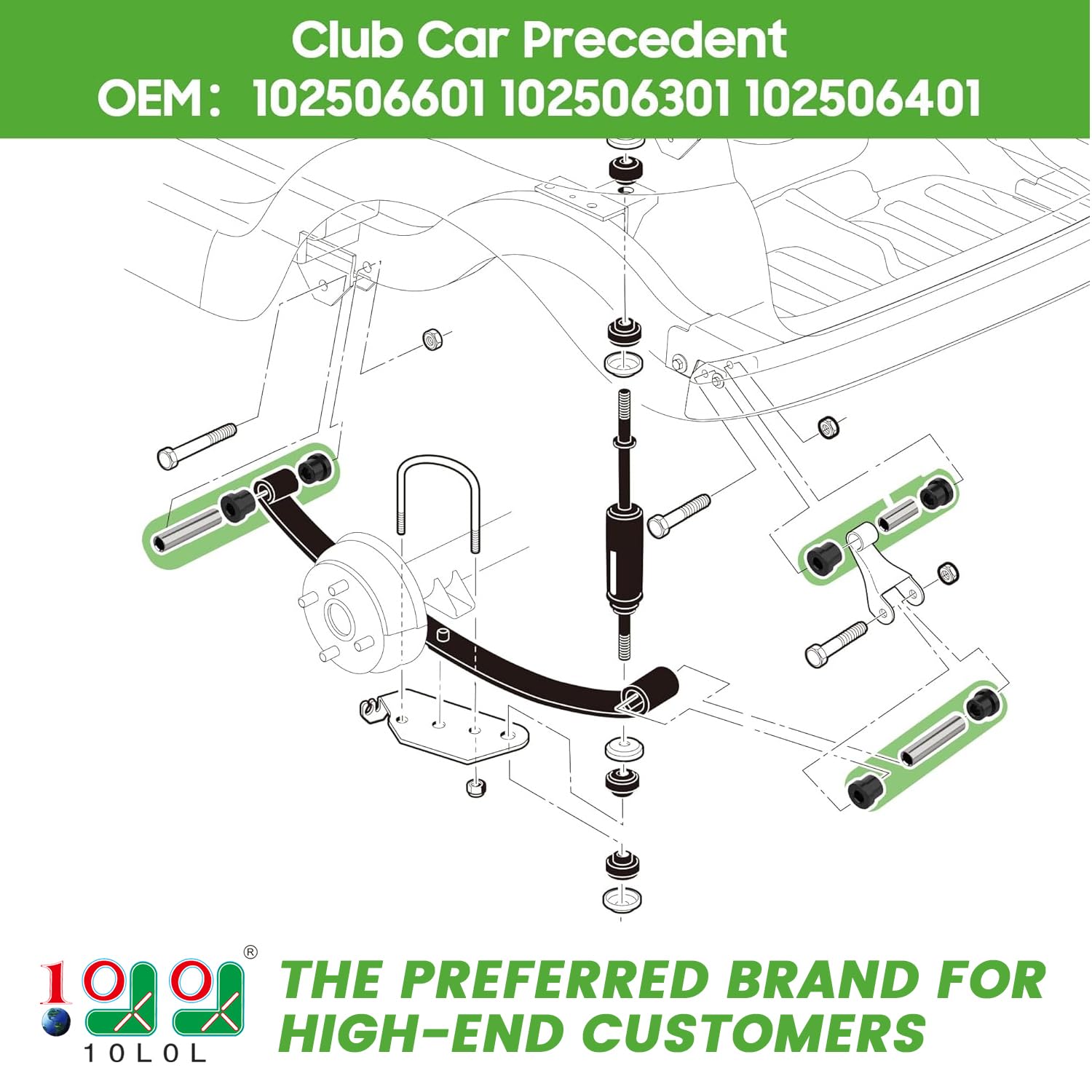 Snapklik.com : 10L0L Golf Cart Rear Leaf Springs & Shackles Bushing ...