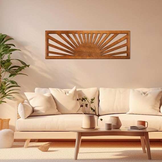Amazon.com: Burbell Sun Wall Art Decor 35'' x 12'' Large Boho Sun Wall ...