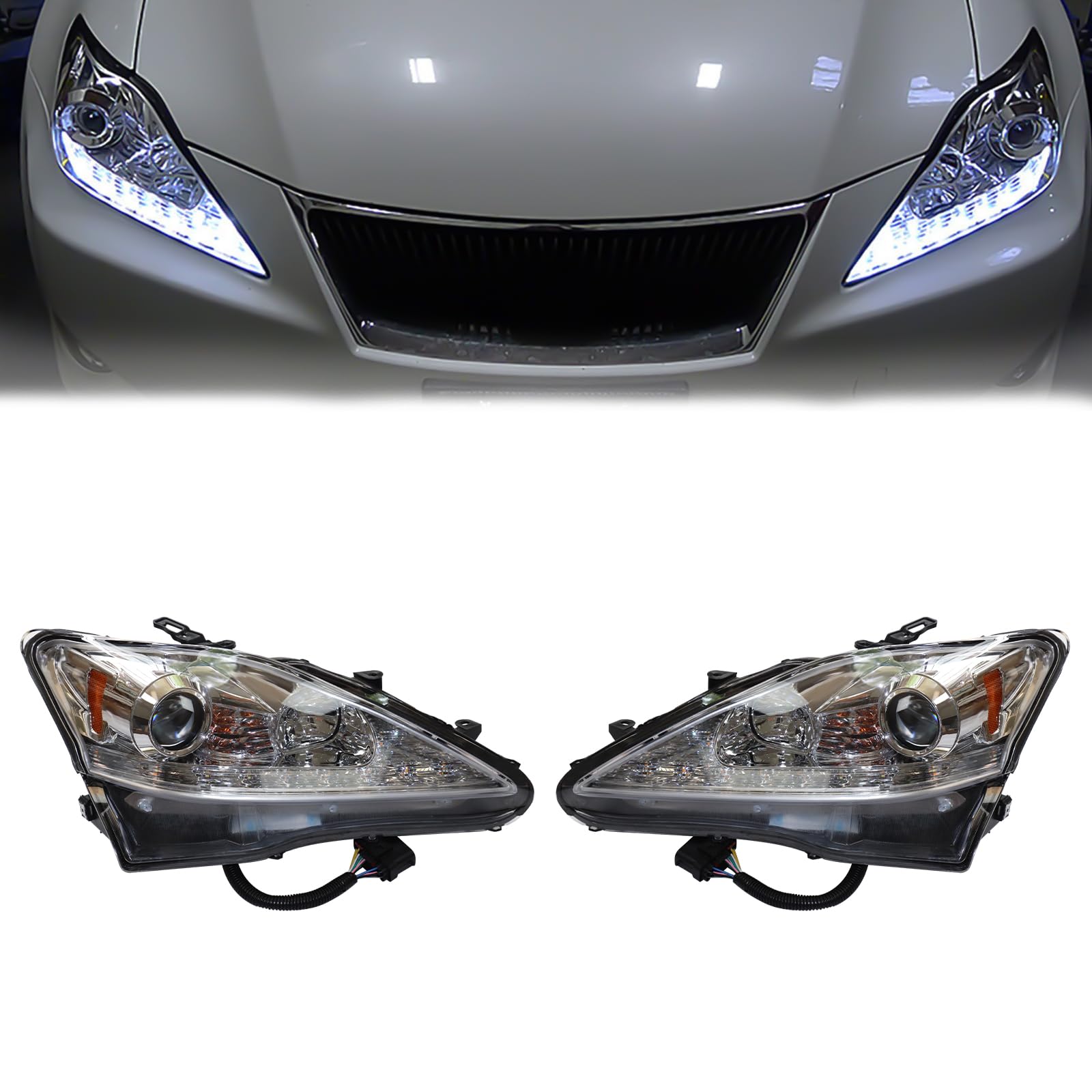 Amazon.com: 2006-2013Lexus IS250 IS350 LED & Strip Projector Headlights ...