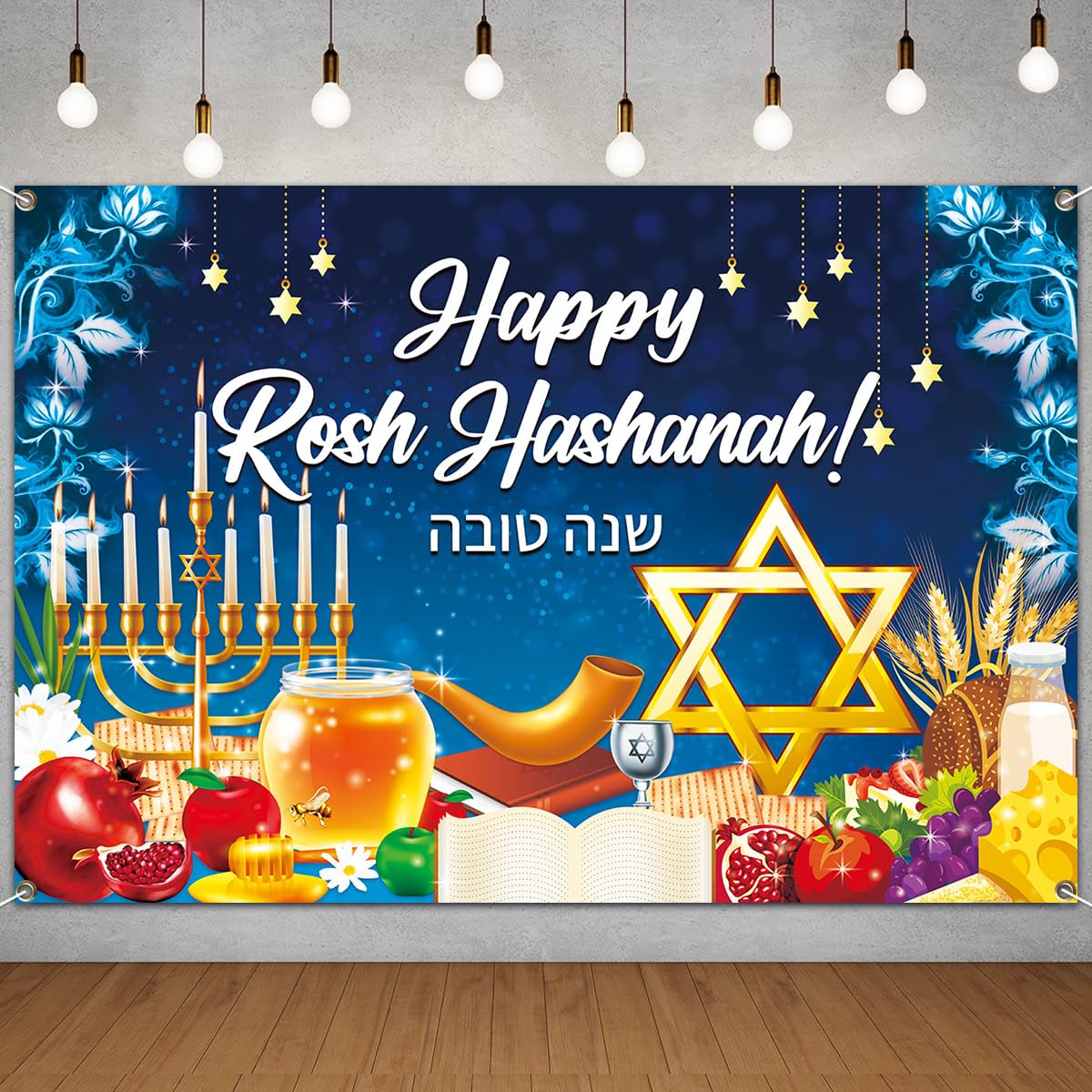 Amazon.com : Happy Rosh Hashanah Background - Jewish New Year Party ...