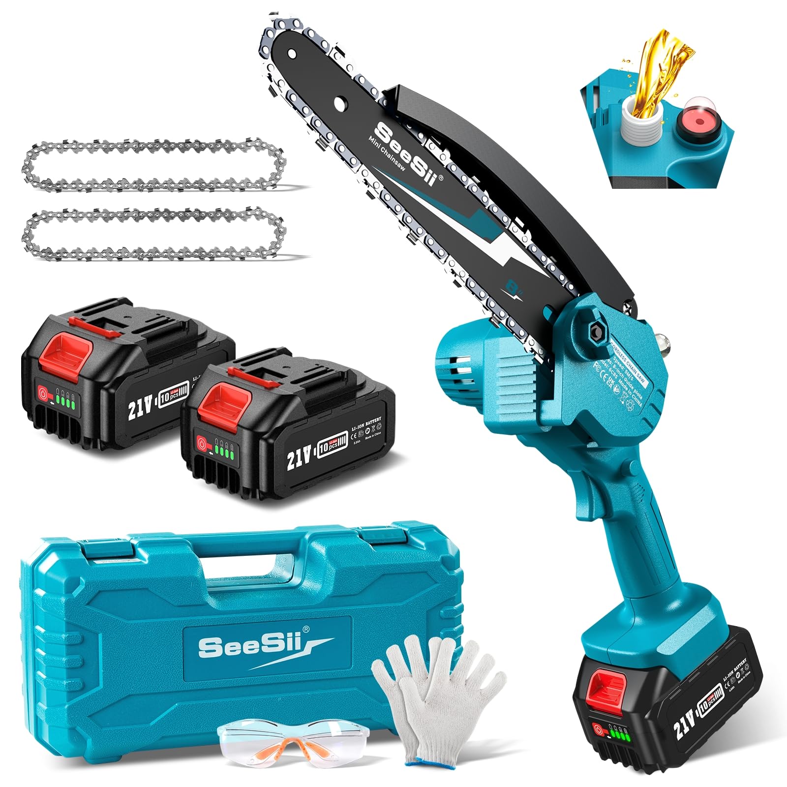 Amazon.com : Seesii Mini Chainsaw 8-inch, Mini Chainsaw Cordless Tool ...