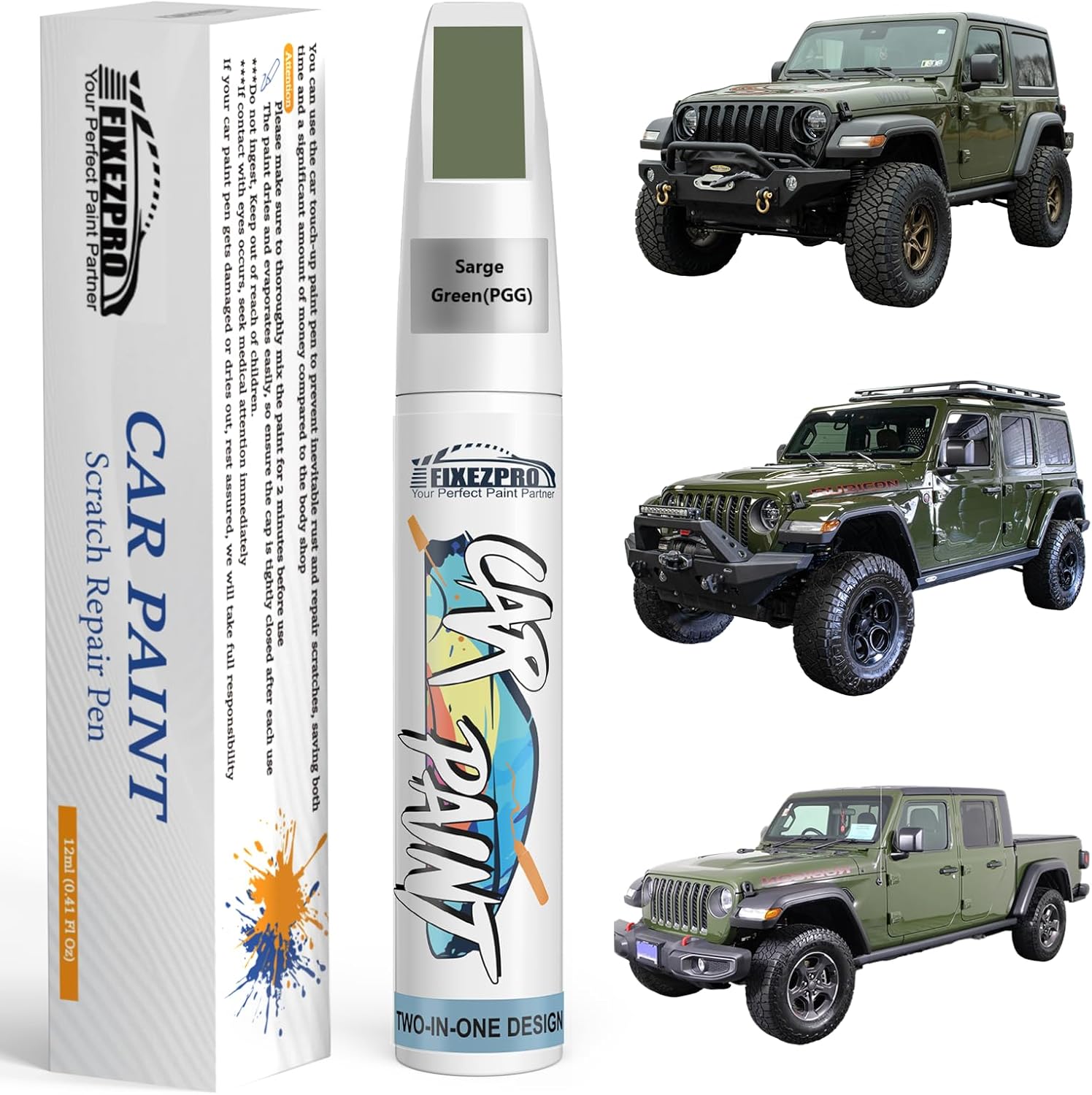 Amazon.com: FIXEZPRO Sarge Green(PGG) Touch Up Paint for Jeep, Car ...