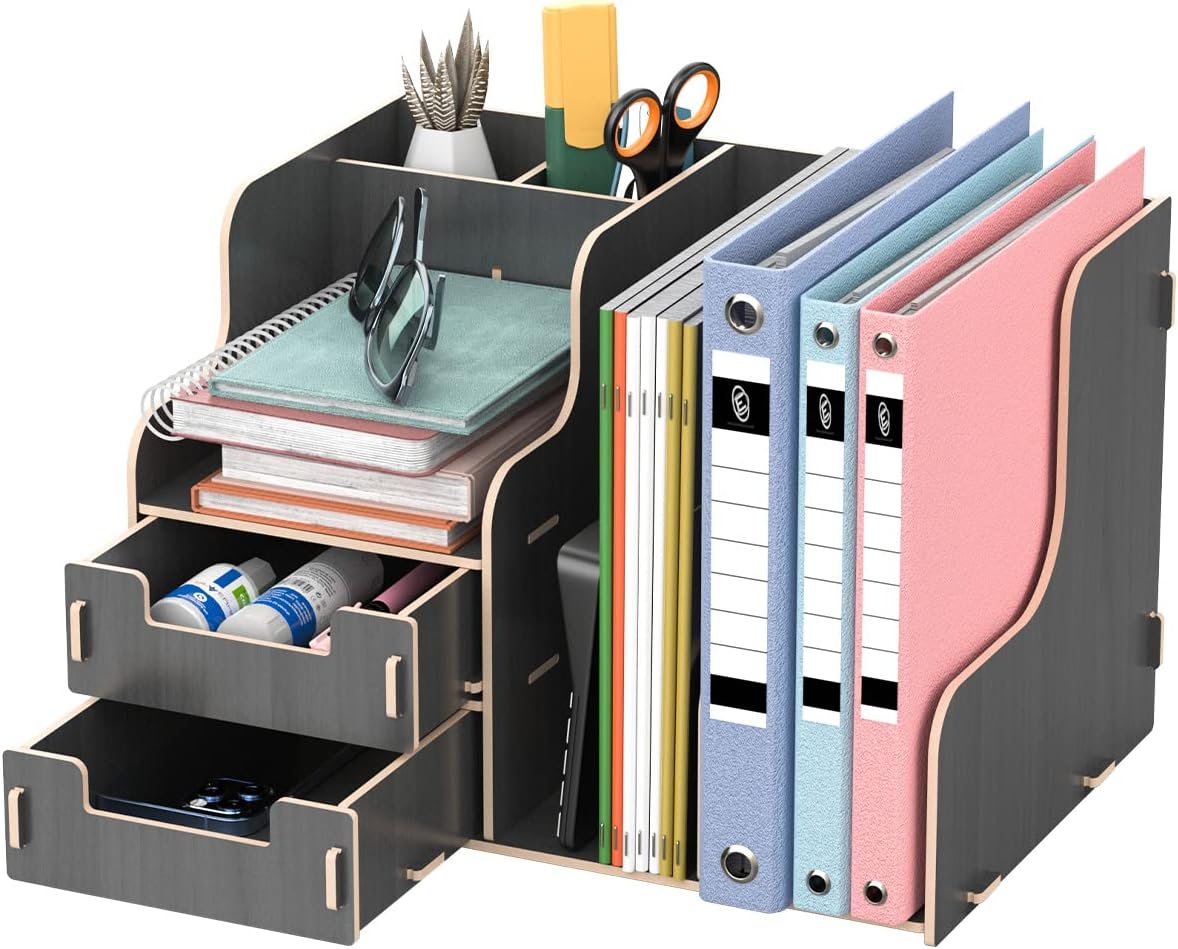 jopoo Office Desk Tidy Organiser Stationery Storage Rack for A4 Papers ...