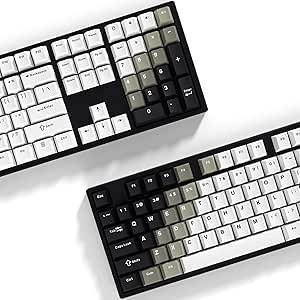 PBT Keycaps, Black and White Keycaps 131 Keys DYE-Sub Custom Key Cap ...