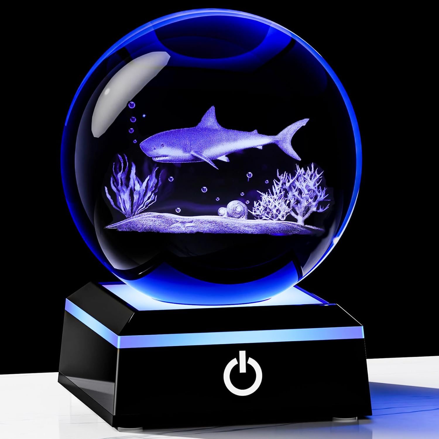 Amazon.com: Movdyka 3D Shark Gifts Crystal Ball Figurine Sharks Gift ...