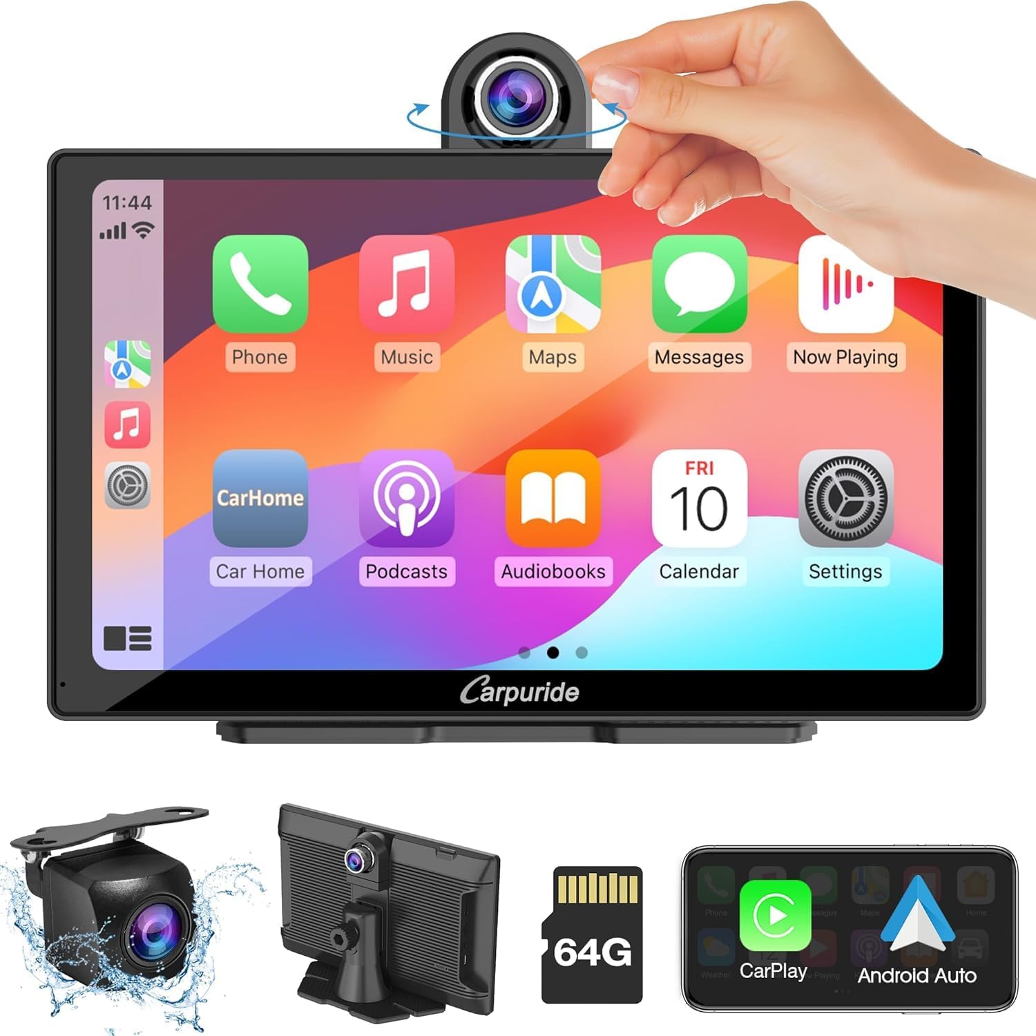 CARPURIDE W905 Portable Carplay & Android Auto, Portable 9'' Touch Car ...