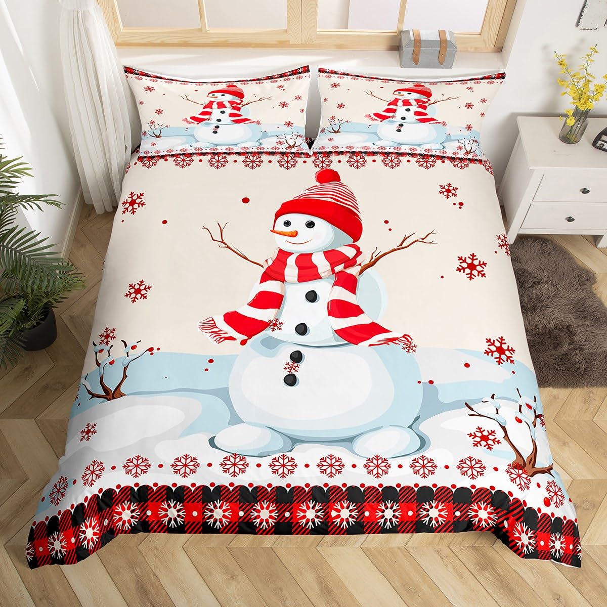 Duvet Insert Kids Christmas Snowman Comforter Set Queen Size - Winter ...