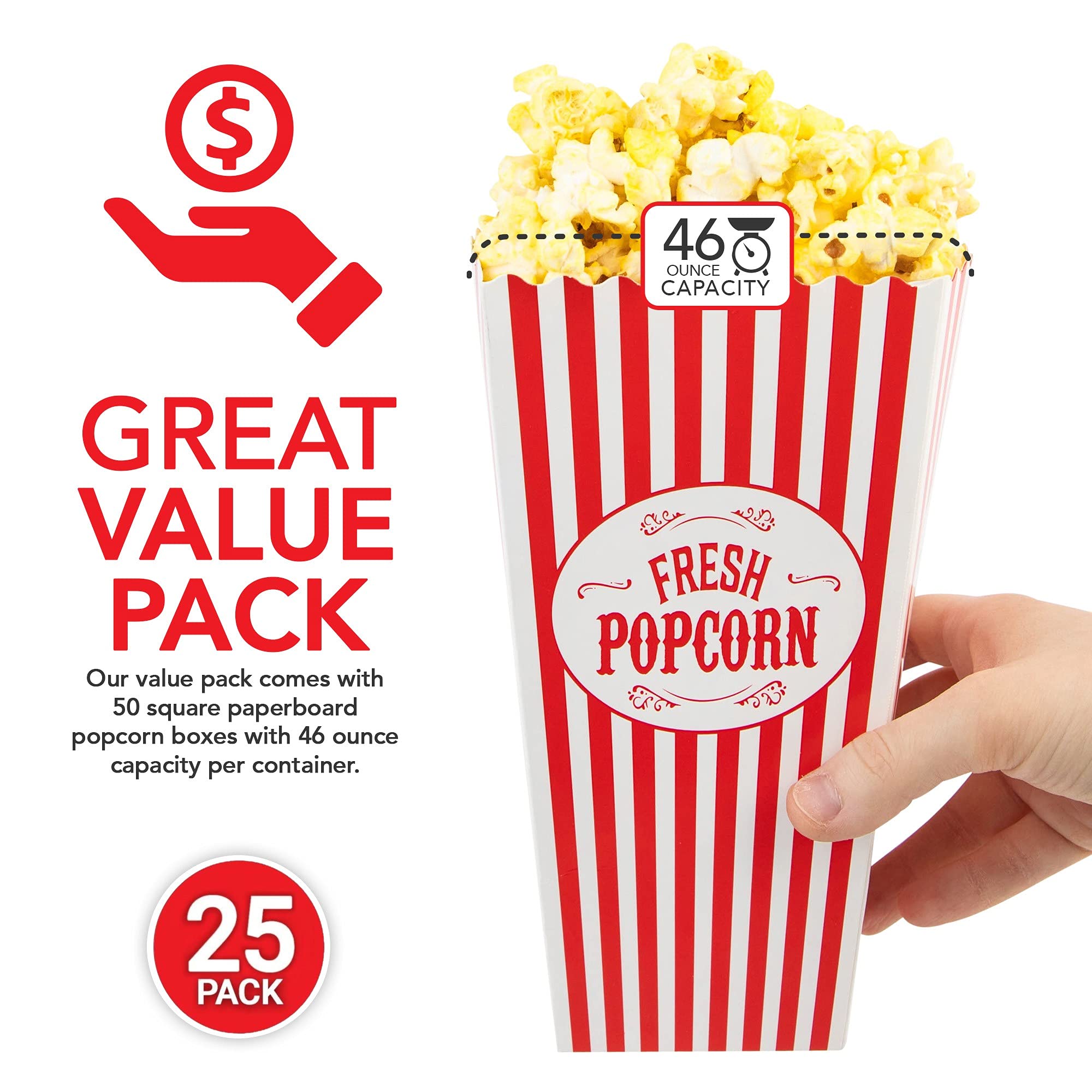 Buy Stock Your Home 46 Oz Popcorn Containers (25 Count) Greaseproof ...
