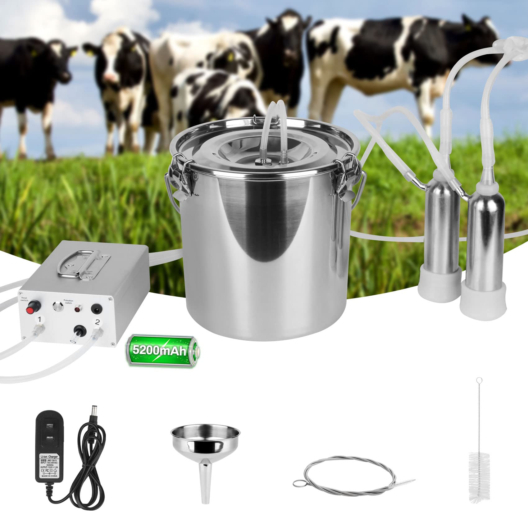 Snapklik.com : 5L Cow Milking Machine, Electric Pulsation Milking ...