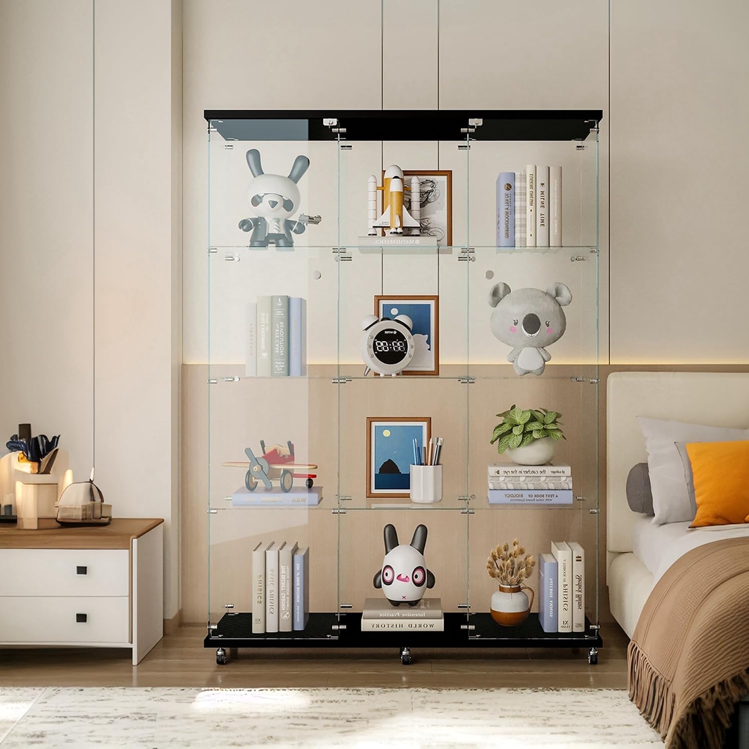 Amazon.com: DADEA Glass Display Cabinet with 4 Shelves, Large Glass ...