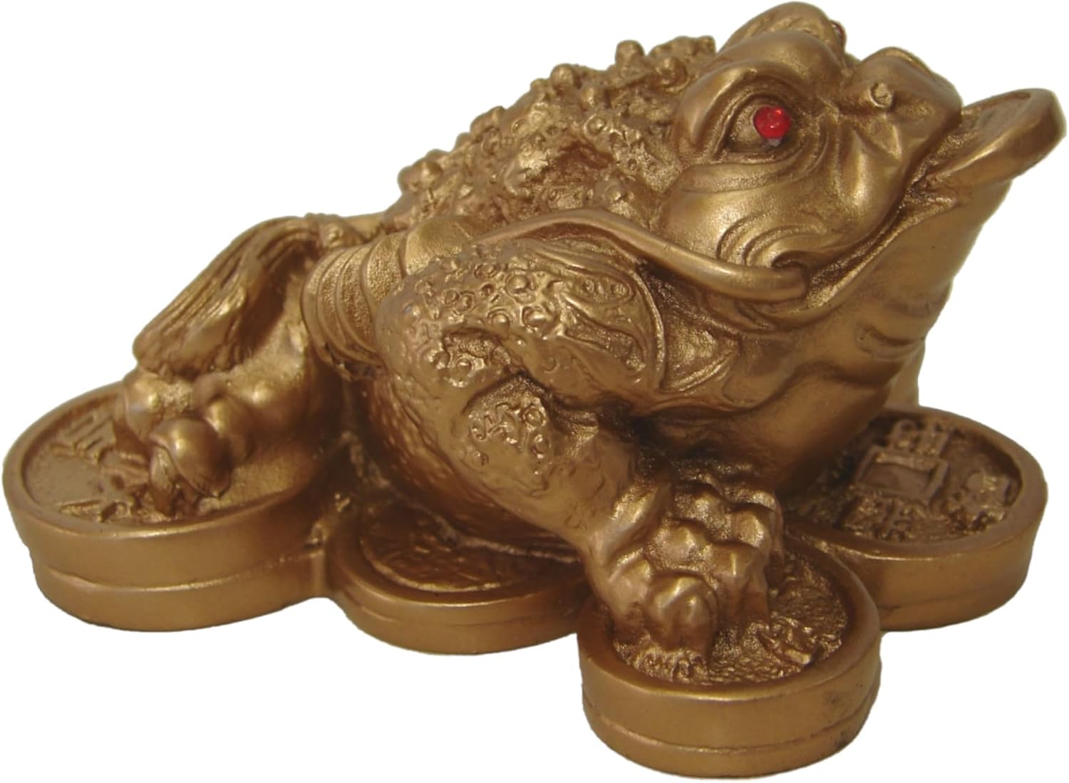 Amazon.com: Feng Shui Golden Lucky Money Frog Statue Three Legged Money ...