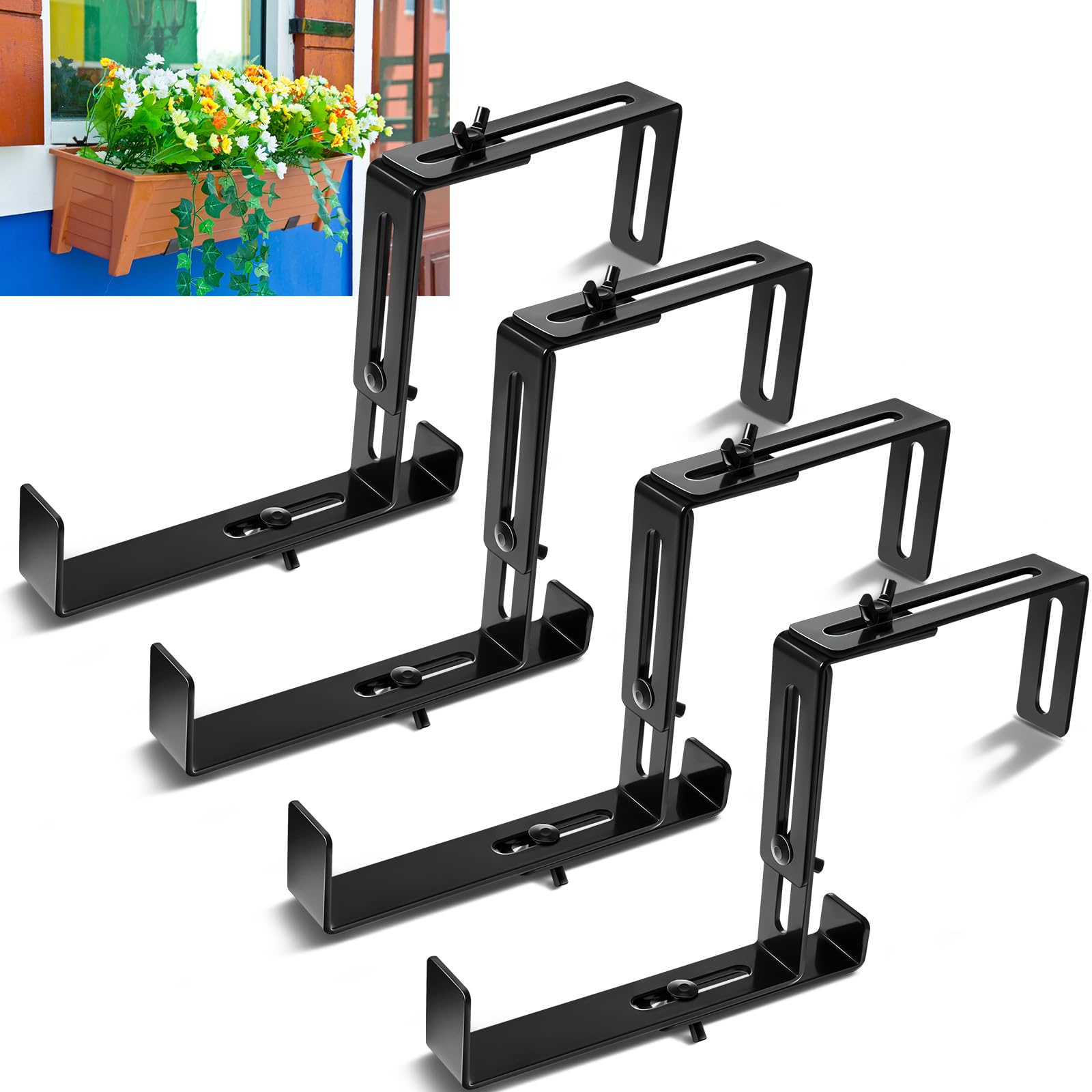 Amazon.com: Leinuosen 4 Pcs Universal Planter Box Brackets Adjustable ...